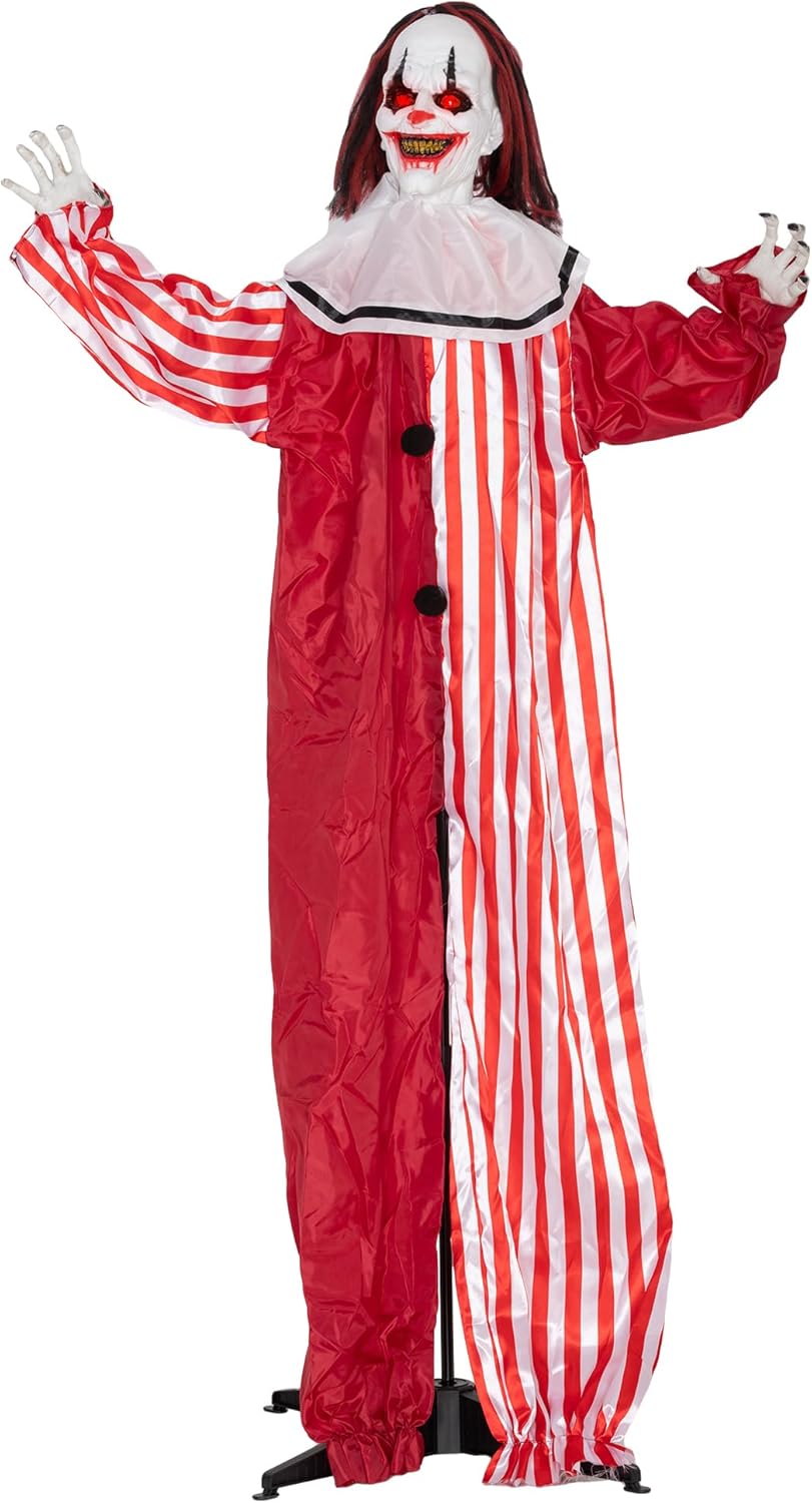 Outsunny 165 cm Halloween Decoration Halloween Clown with LED Lights ...