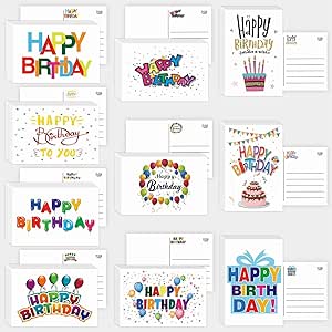 KTFNOMES 100 Pack Happy Birthday Cards - 4 x 6 Inch Assortment Birthday ...