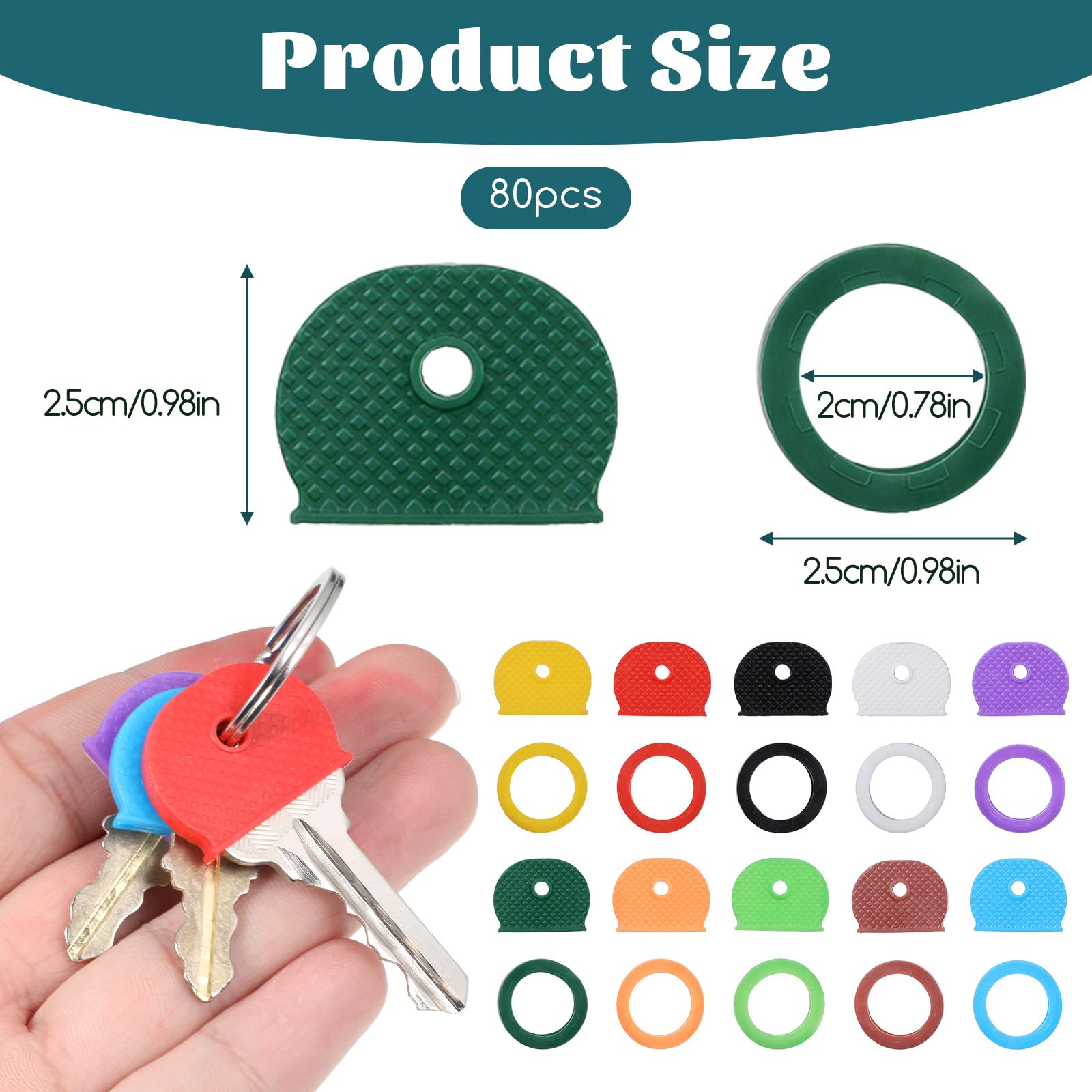 Snapklik.com : 80 Pieces Colored Key Covers Caps Soft Stretchy Silicone ...
