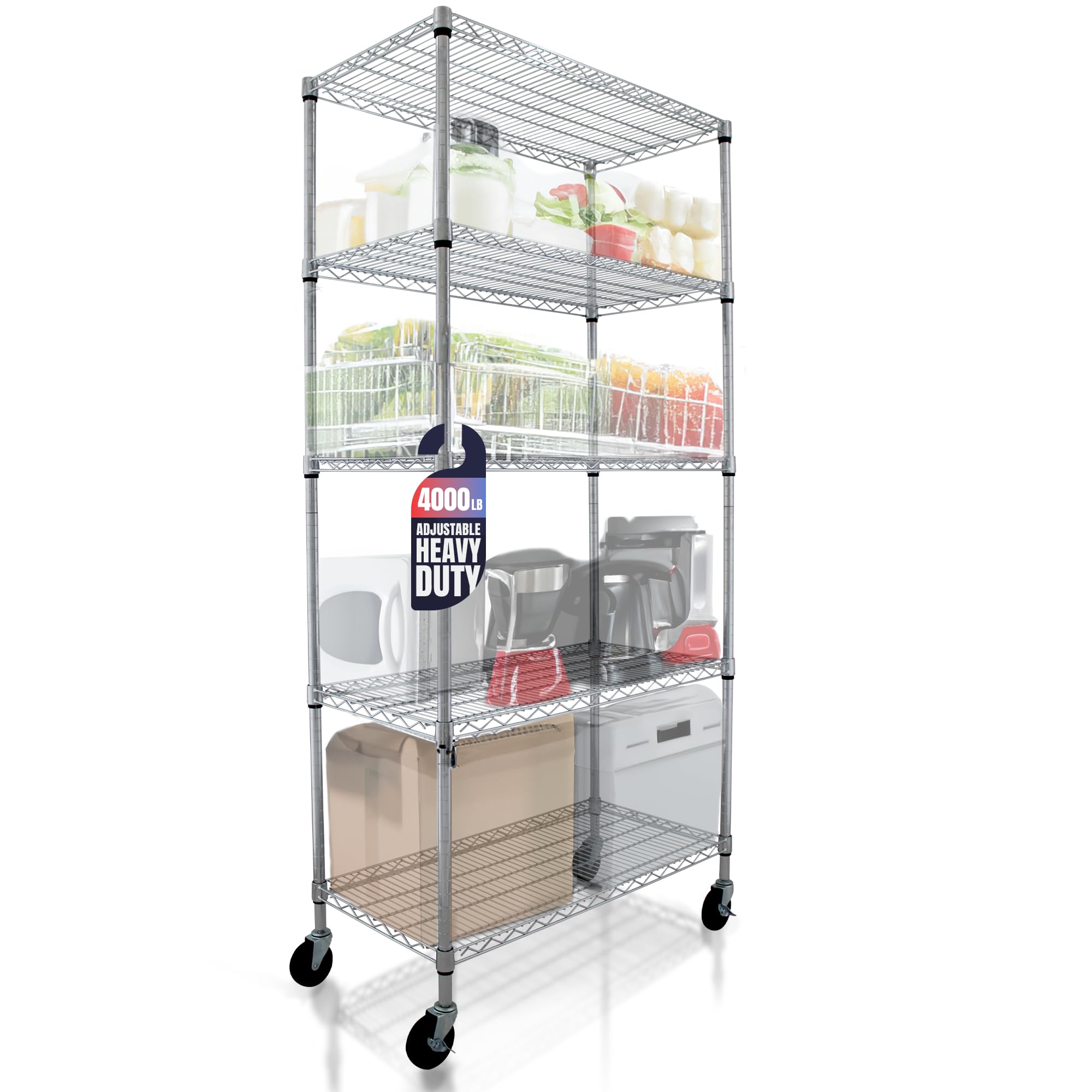 Amazon.com: Crescent, Chrome, 36 x 18 x 76, 4000 LBS, Metal Shelves for ...