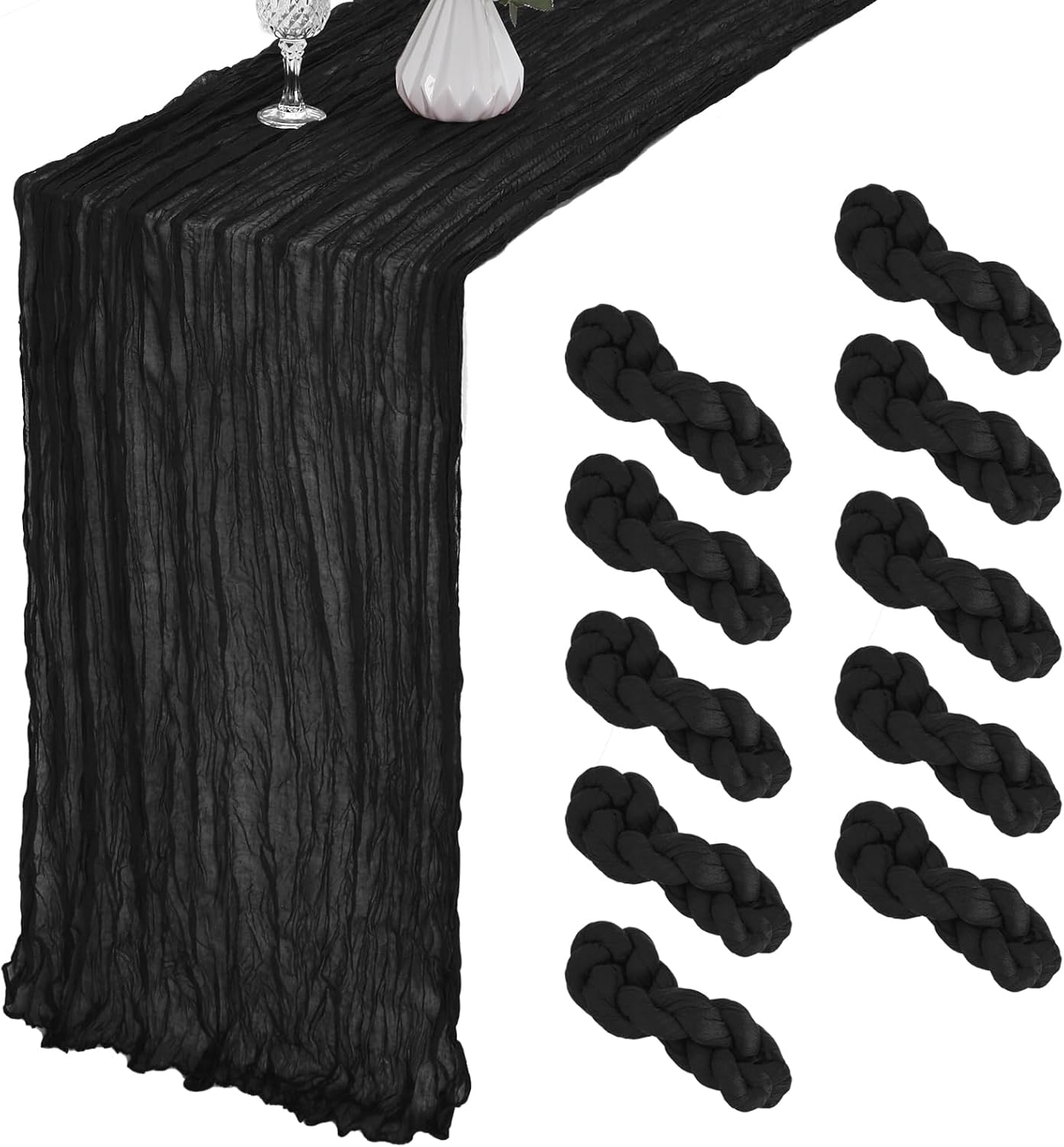 Amazon.com: Camino de mesa de estopilla negra, paquete de 10 manteles de verano de 10 pies ...