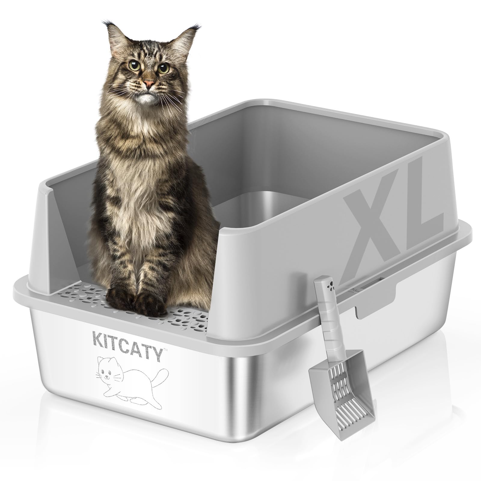 Amazon.com : Stainless Steel Litter Box, Metal Litter Box with Lid High ...