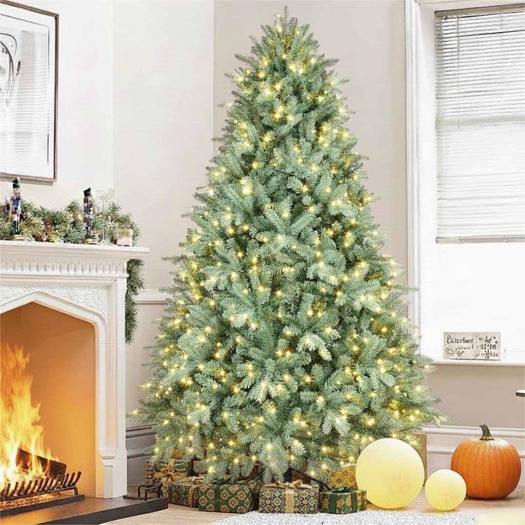 Amazon.com: 7FT Prelit Christmas Tree, Premium Blue Artificial Spruce ...