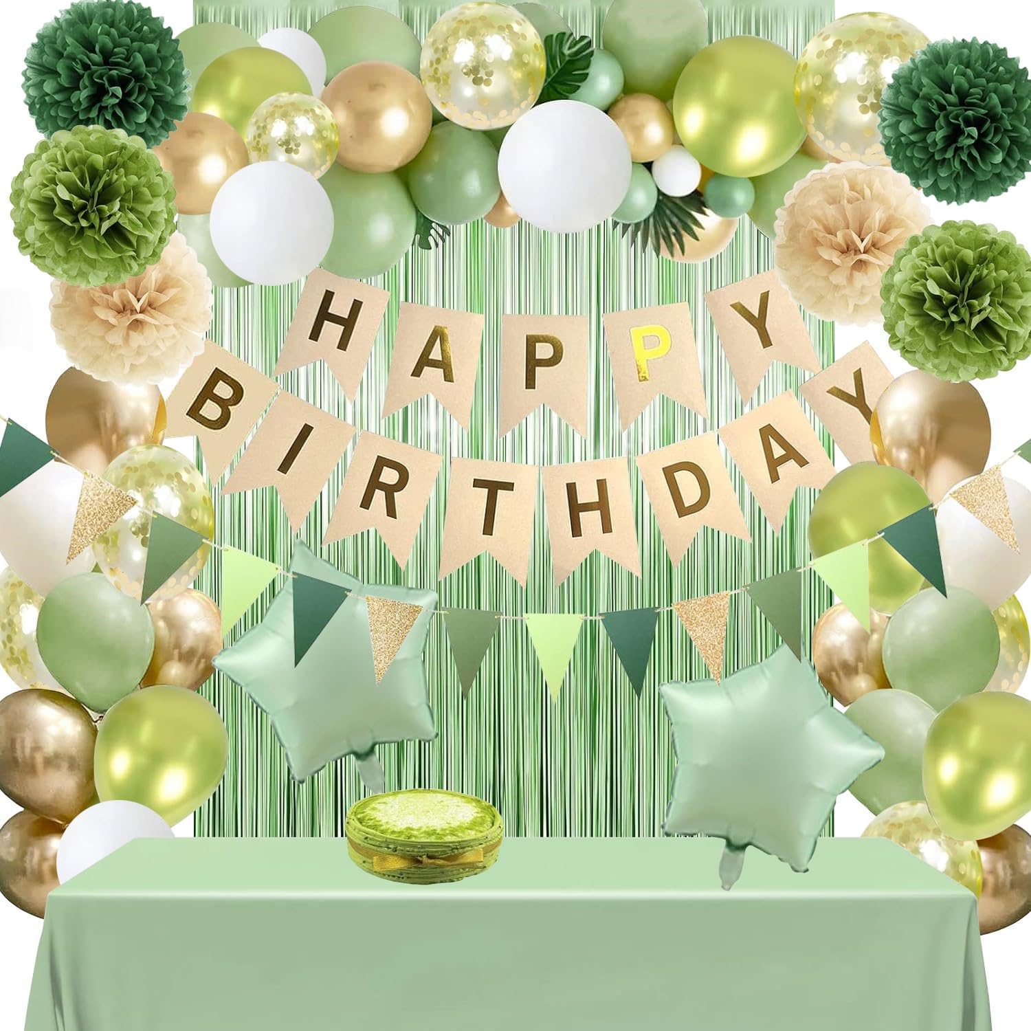 Amazon.com: Toylin Sage Green Birthday Decorations, Green Party Decor ...