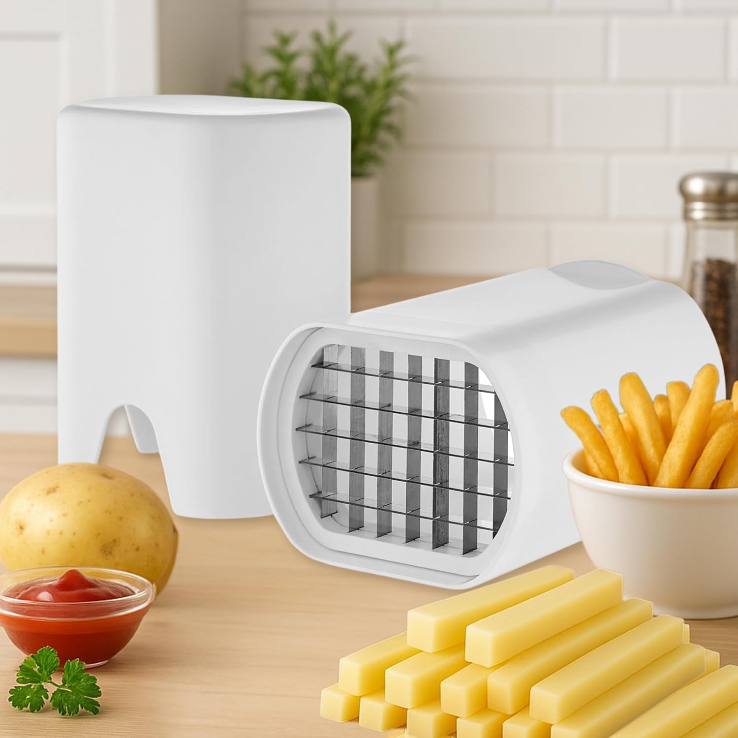 Amazon.com: White Potato Slicer Fry Strips Maker – French Fry Cutters ...