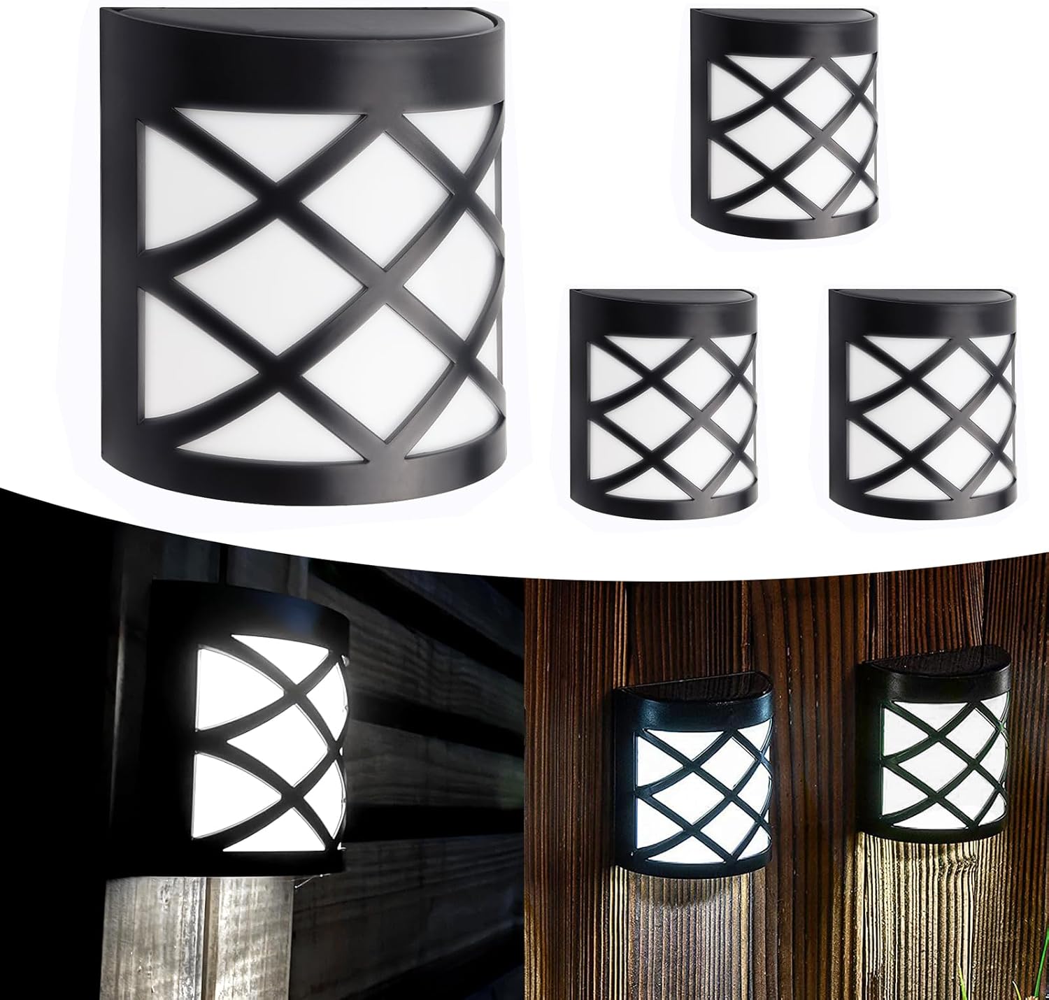 TOTHDATE 4PCS Solar Fence Lights Cool White Light, Solar Garden Light ...