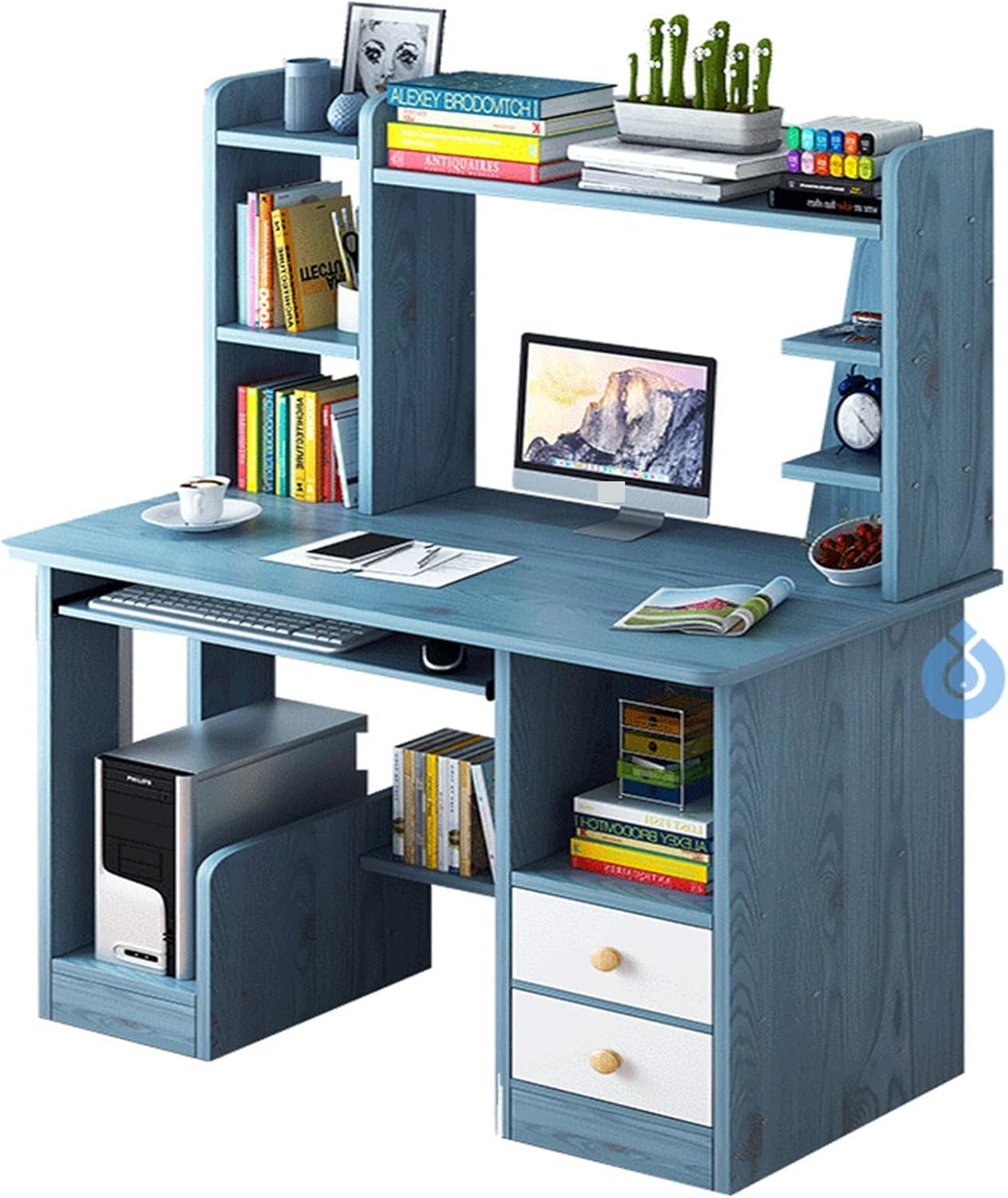 Amazon.com: NARUNING Office Table, Bedroom Desk Bookshelf Combination ...