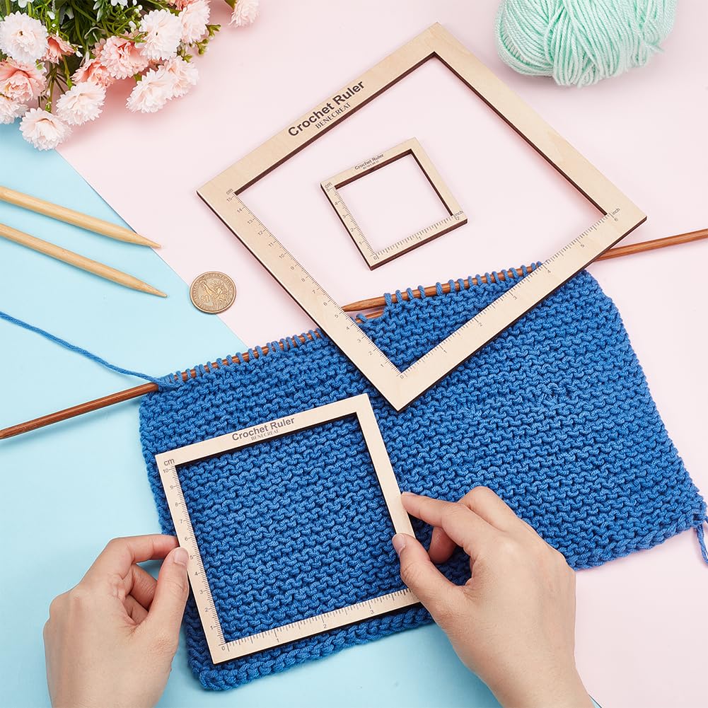 Snapklik.com : 3 Styles Crochet Ruler Square Ruler Knitting 2" 4" 6 ...
