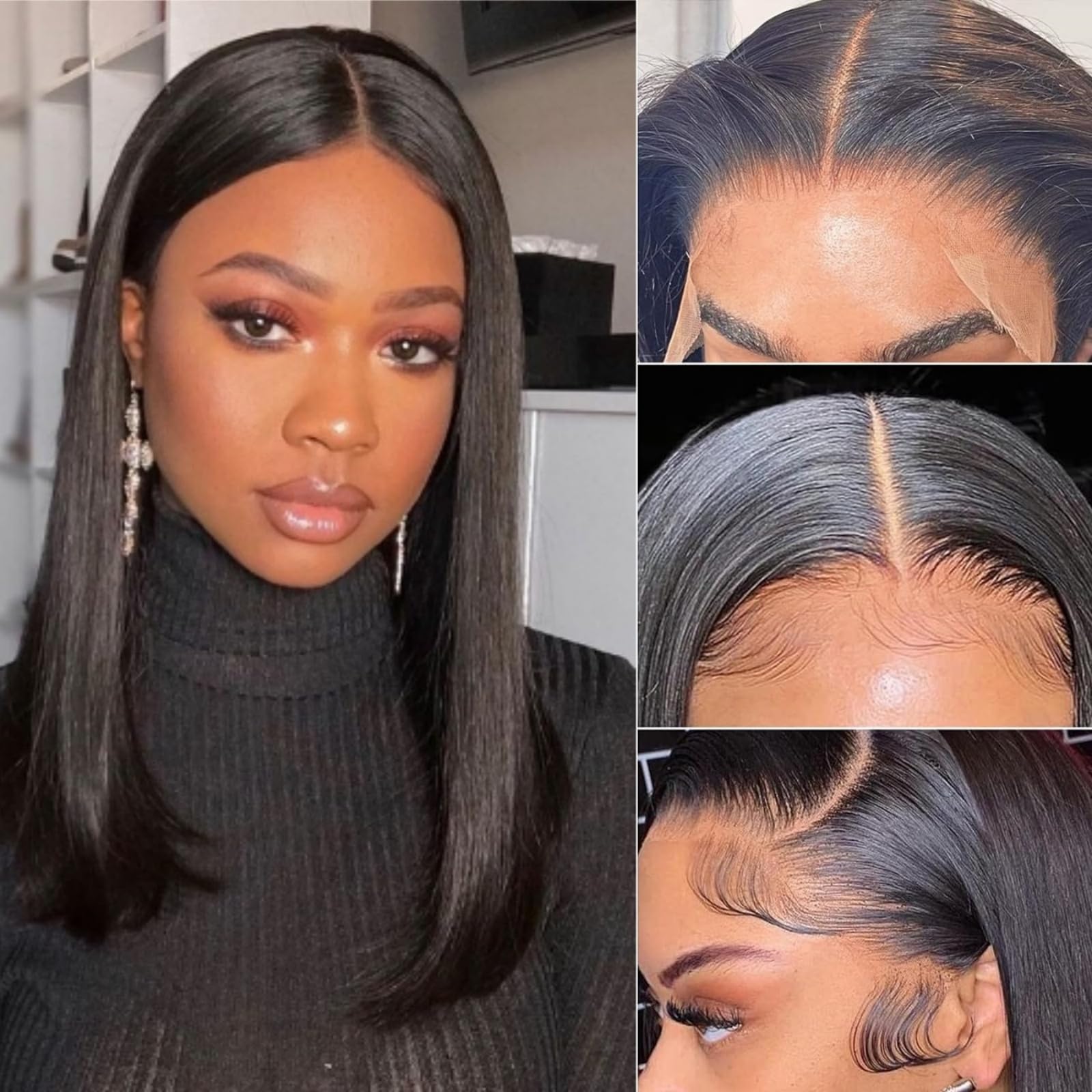 Bob Wig Human Hair 13x4 Lace Front Wigs Human Hair Straight Wear and Go ...