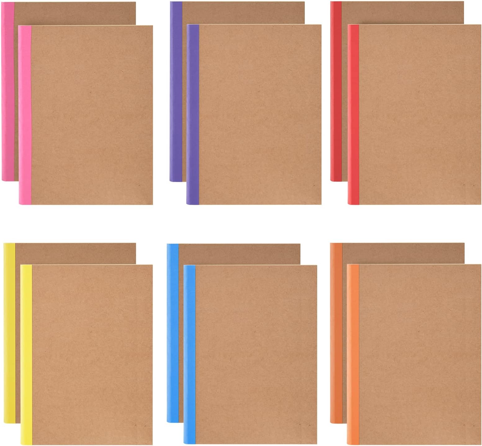 zmybcpack 12 Pack A5 Blank Journal Notebook 60 Pages, Kraft Cover ...