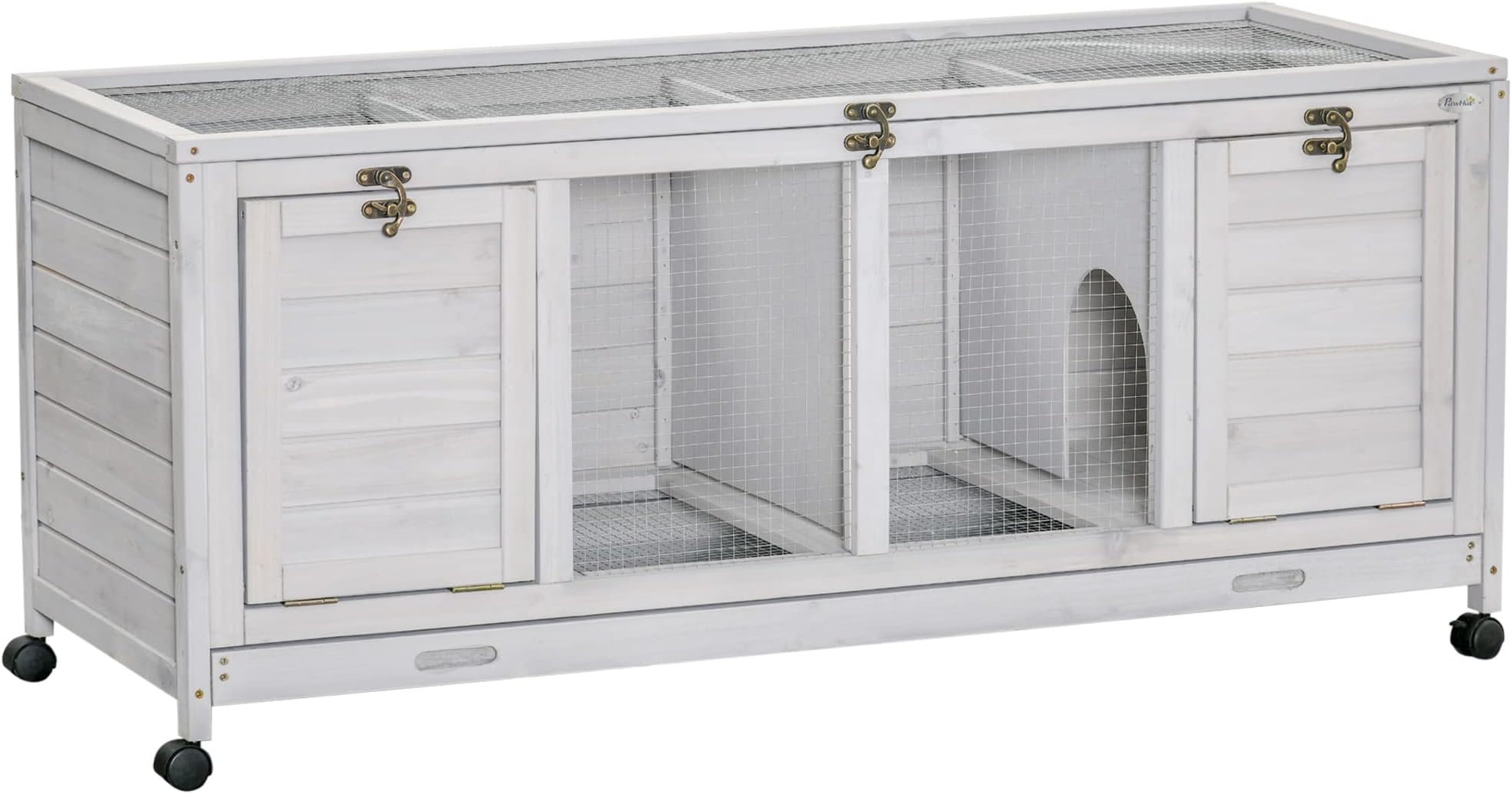 PawHut Wooden Indoor Rabbit Hutch Guinea Pig House Bunny Small Animal ...