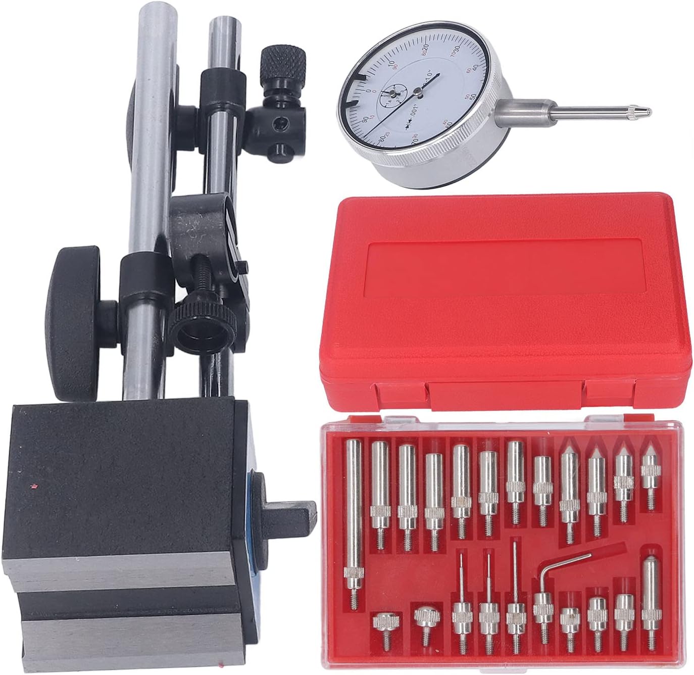 Amazon.com: Dial Indicator with Magnetic Base Holder, Fine 0?1inch ...