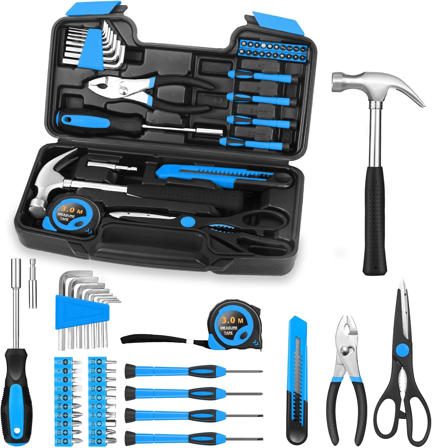 Amazon.com : 39 Piece Basic Home Tool Set Household Tool Set General ...