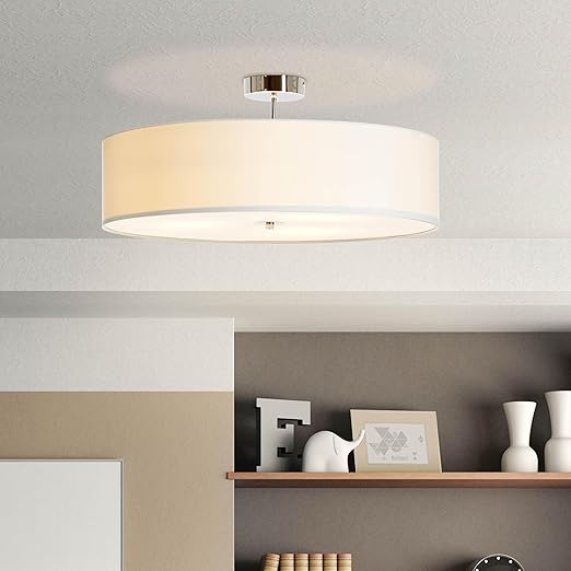 Modern 3-Bulb Ceiling Light with Textile Shade, 3 bulb, Diameter: 60 cm ...