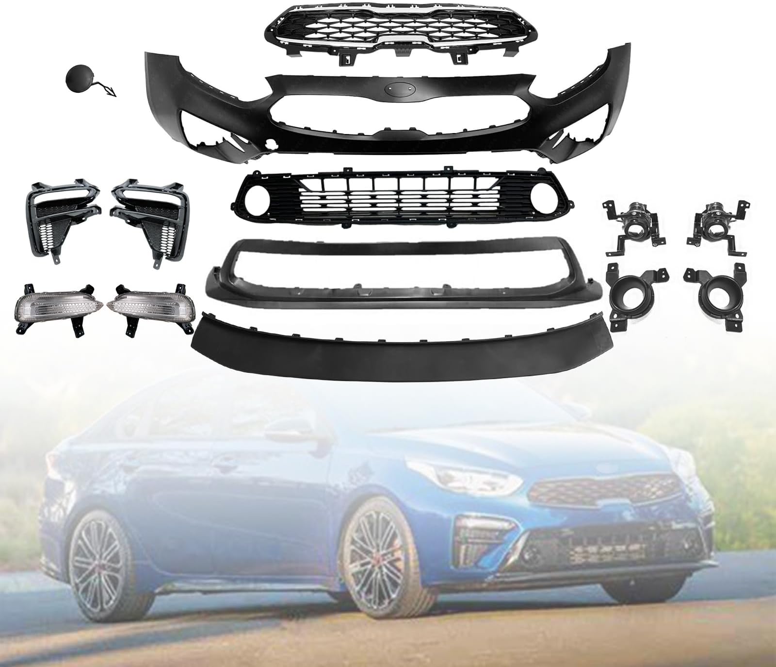 Amazon.com: Complete Front Bumper Grille Set W/Fog Lamp and Turn Lamp ...