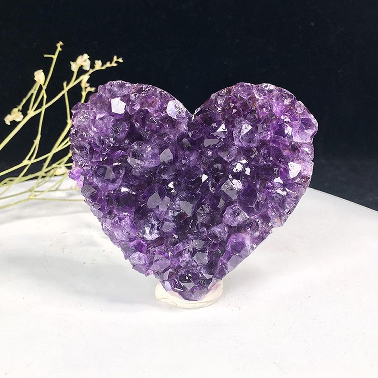 Amazon.com: CSTARY Natural Amethyst Healing Stones Heart-Shaped Crystal ...