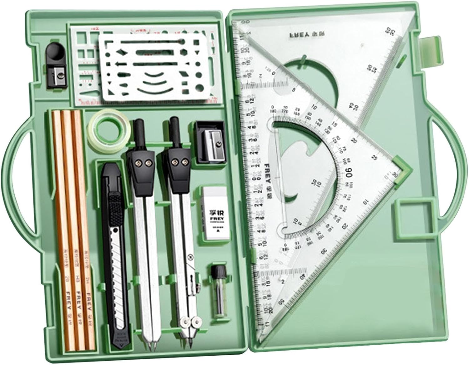 Metal Rulers and Compasses Geometry Kit - Triangle Ruler Compass ...