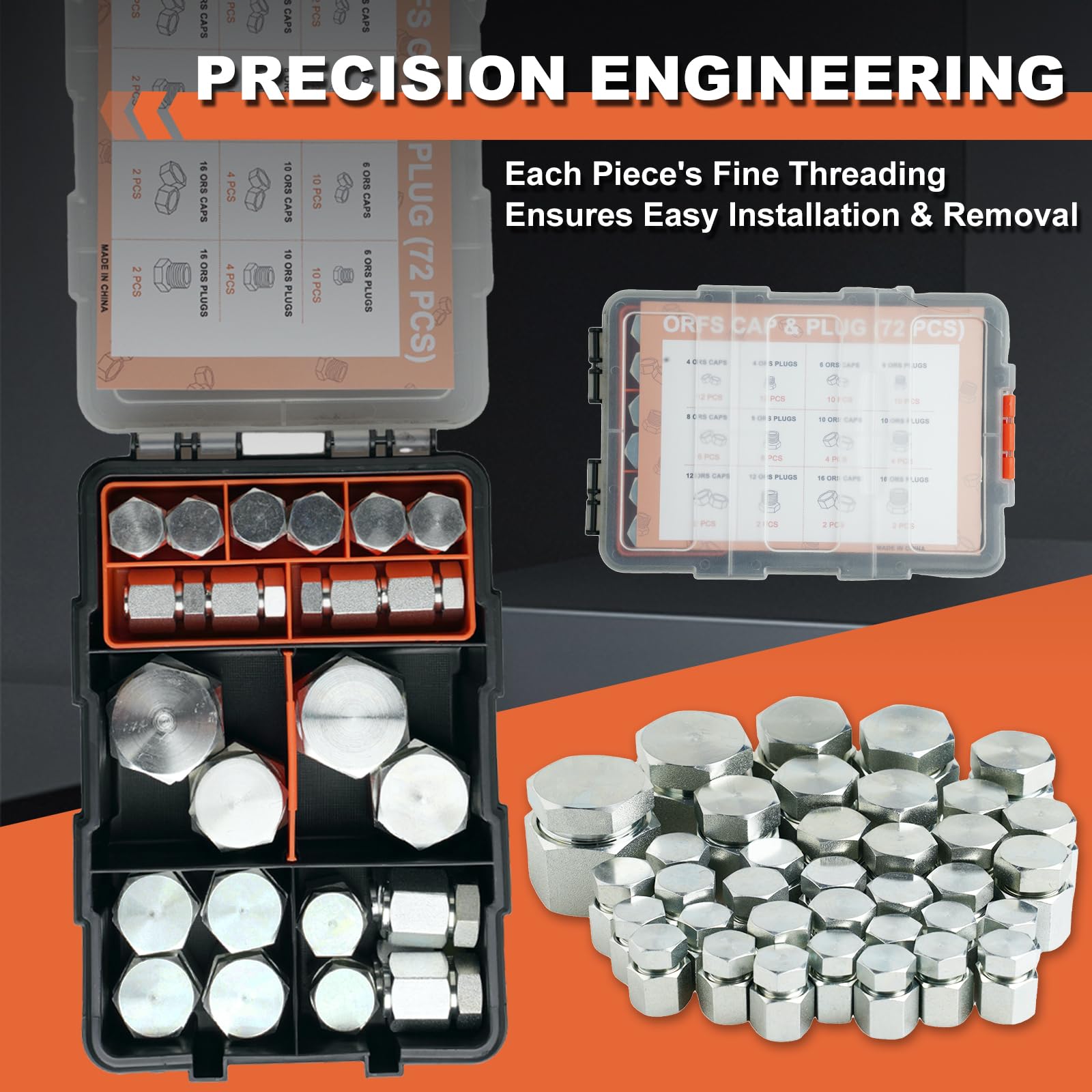 Snapklik.com : Legines 72 Pcs Hydraulic Hose Caps And Plugs Kit, 37ORFS ...