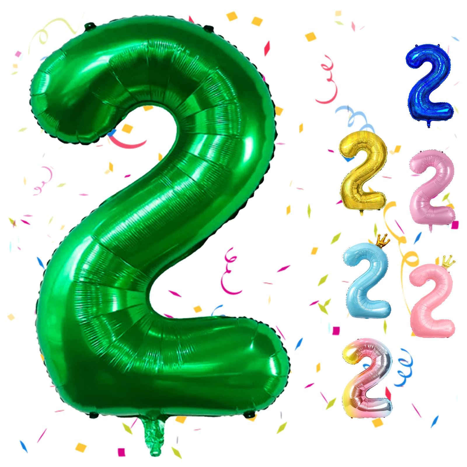Amazon.com: Green Number 2 Balloons, 2nd Birthday Balloon, 40inch Dark ...