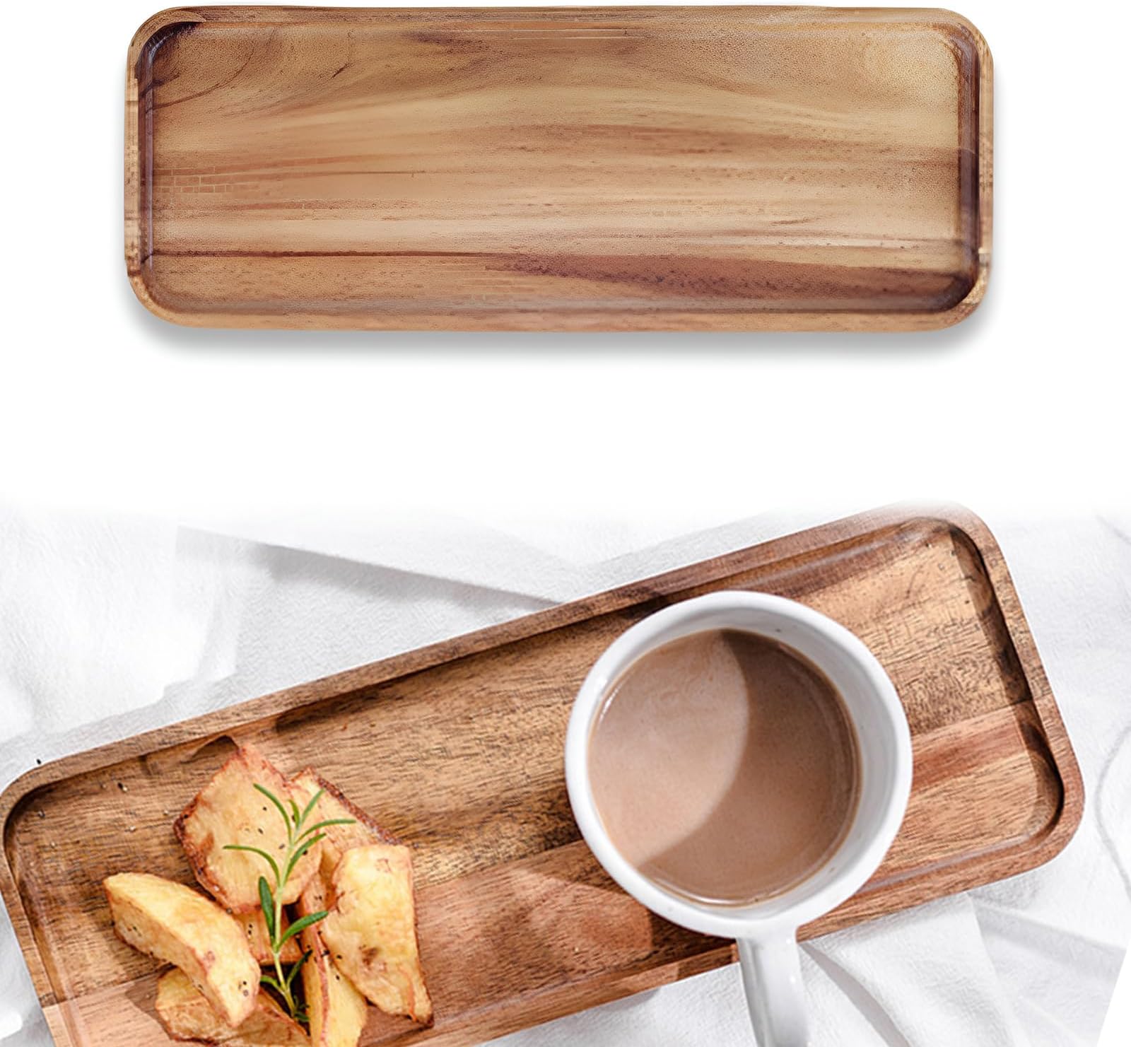 Wooden Tray, Tea Tray, Rectangle Solid Wood Serving Tray Tea Serving ...