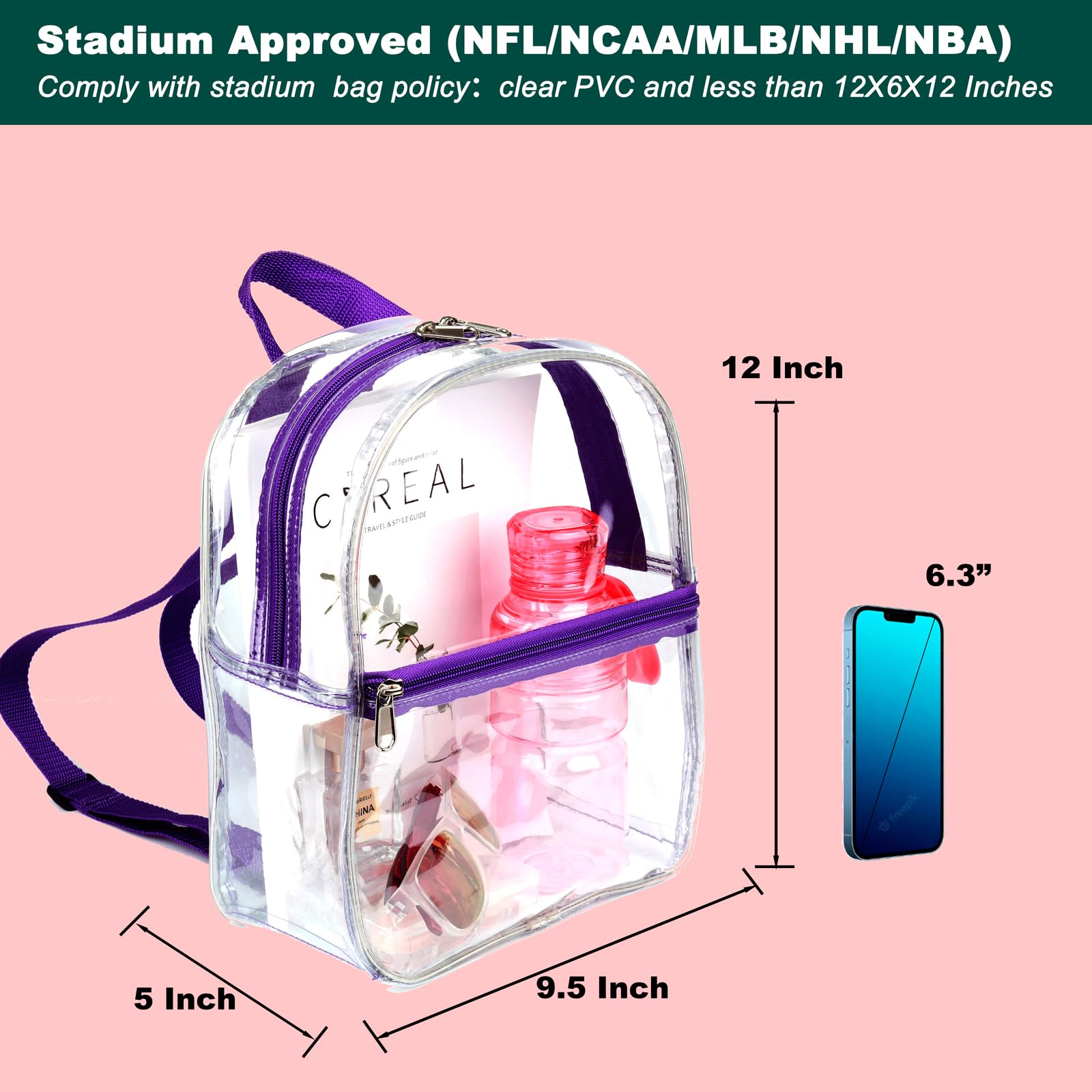 Snapklik.com : Keepcross Purple Small Mini Clear Backpack For Girls Kids