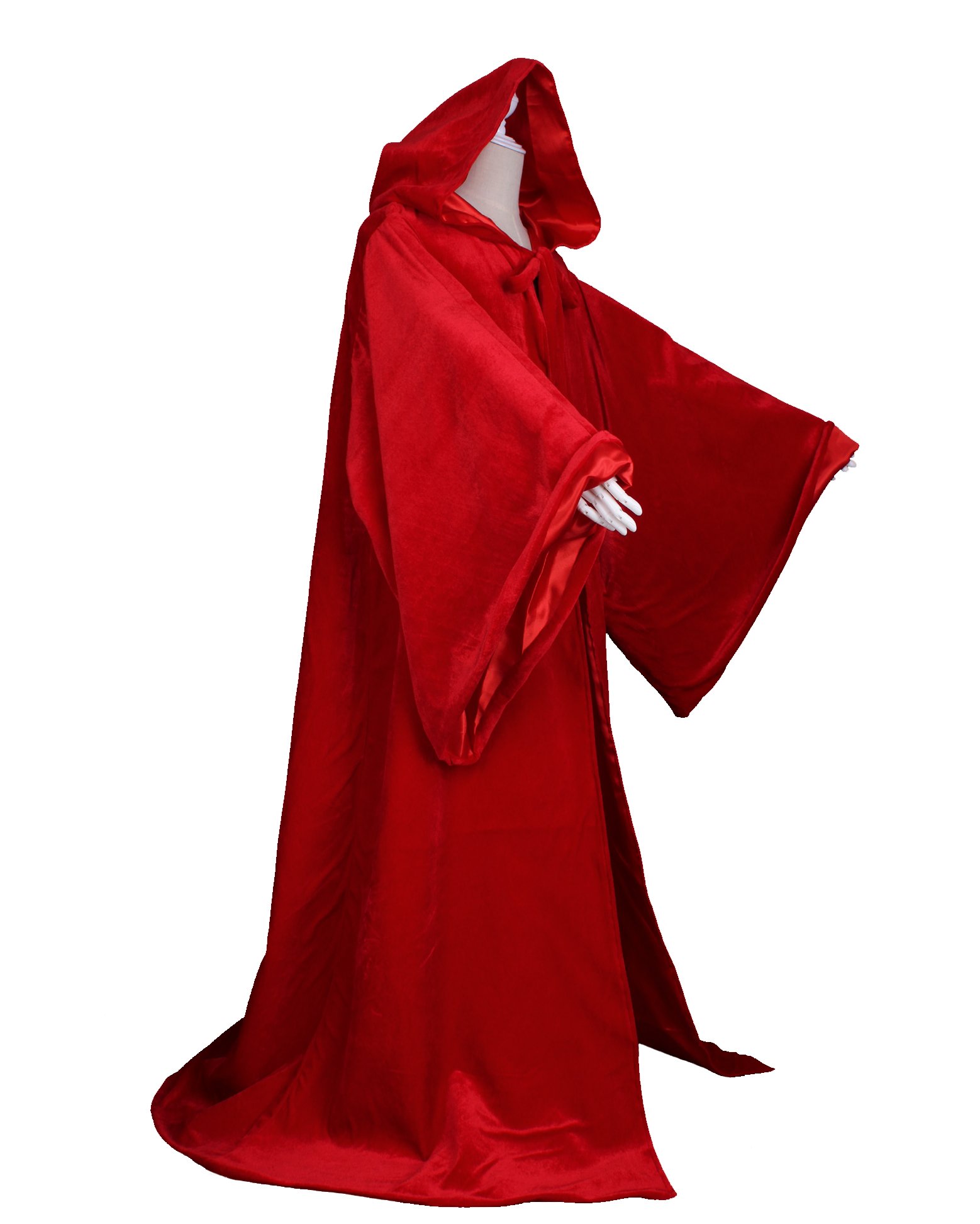 LuckyMjmy Velvet Wizard Robe with Satin Lined Hood and Sleeves