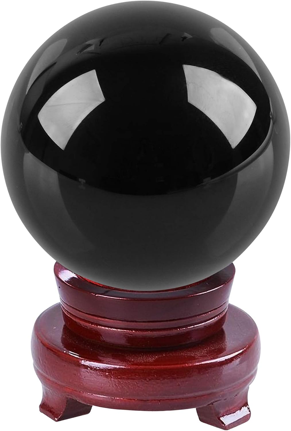Innova Dark (100mm) Crystal Meditation Sphere Ball with Wooden Display ...