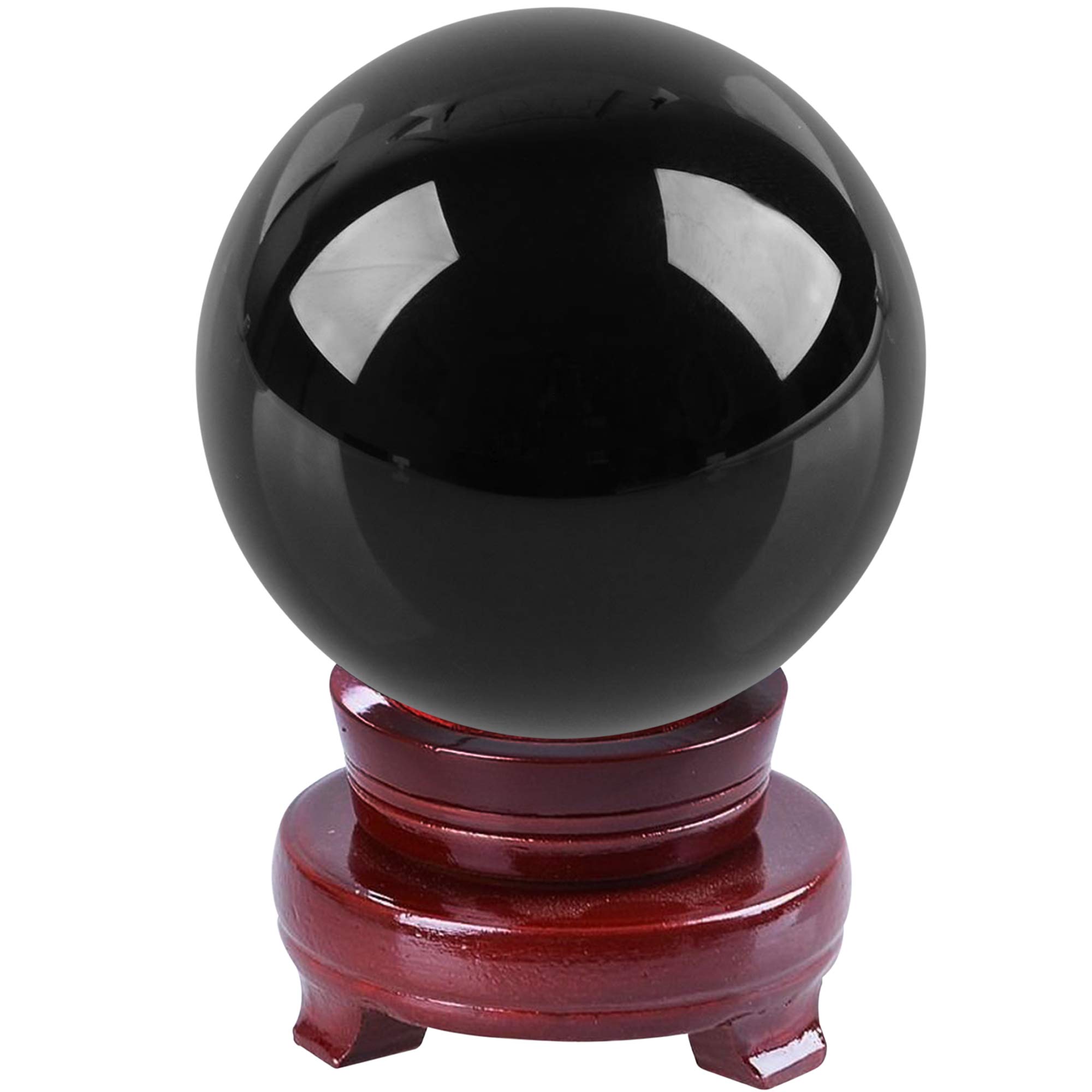 Innova Dark (100mm) Crystal Meditation Sphere Ball with Wooden Display ...