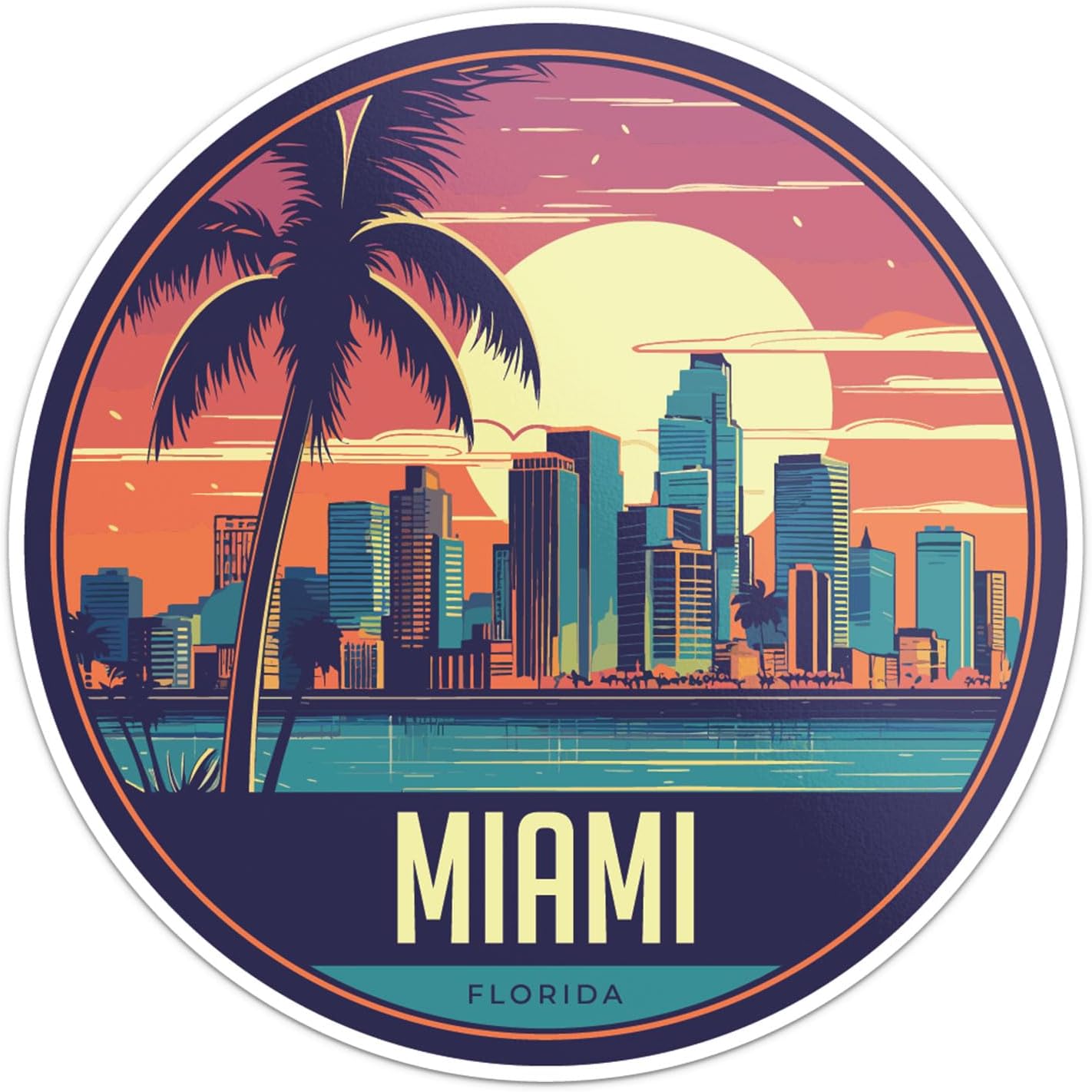 Amazon.com: Miami Florida Sticker Travel Outdoors Decal Vinyl Small ...