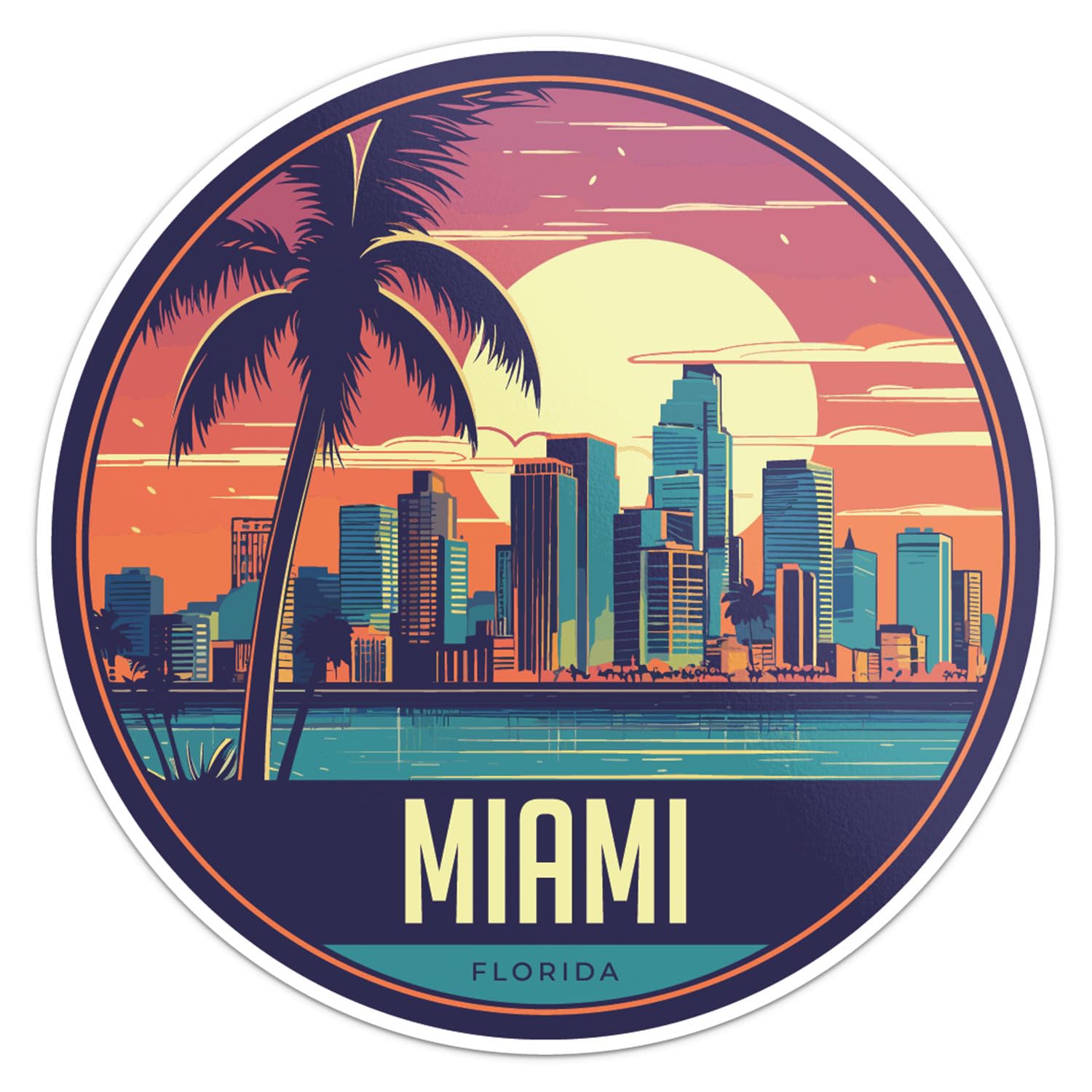 Amazon.com - Miami City Sticker - Waterproof Vinyl Decal for Car Bumper ...