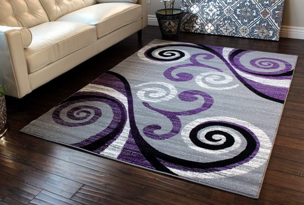 Amazon.com: GLORY RUGS Area Rug Modern 5x7 Purple Soft Hand Carved ...