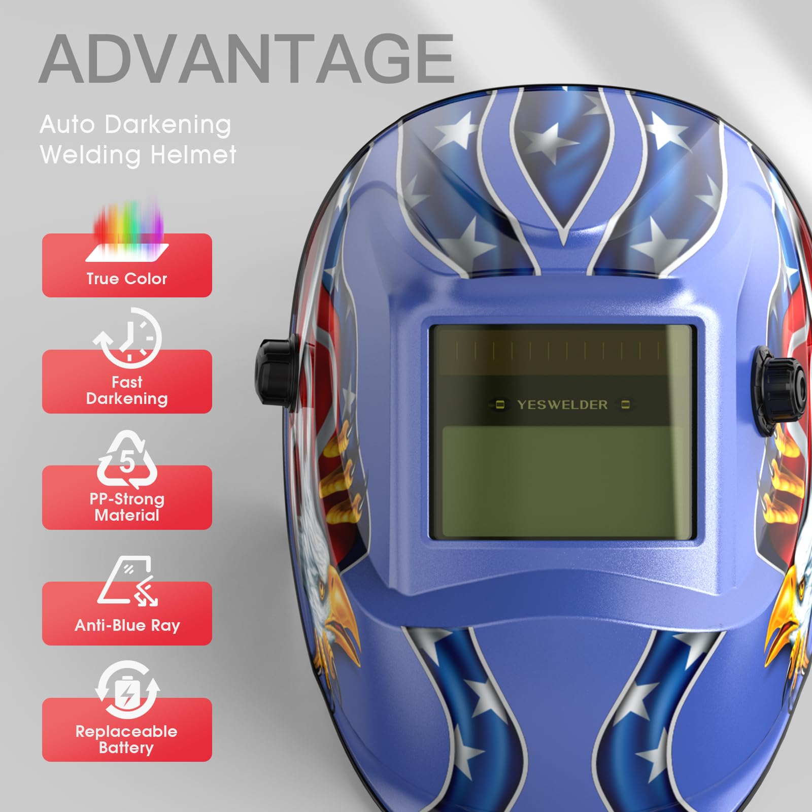 Snapklik.com : YESWELDER Auto Darkening Welding Helmet, Blue Light ...