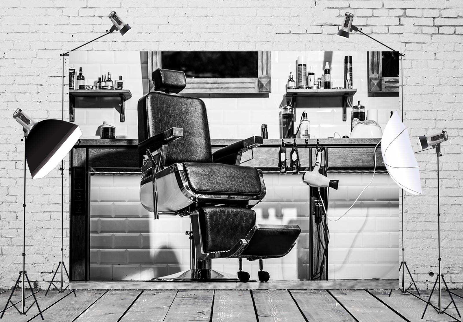 Snapklik.com : Fabric 10x8ft Retro Barber Chair Backdrop Barber Shop ...