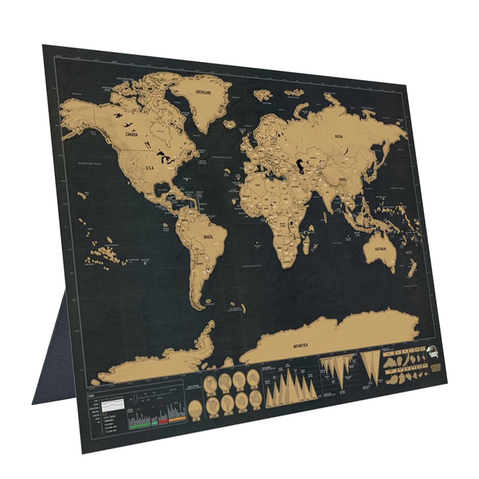 Snapklik.com : Black Gold Scratch Off Map Of The World Poster 11 X 16 ...