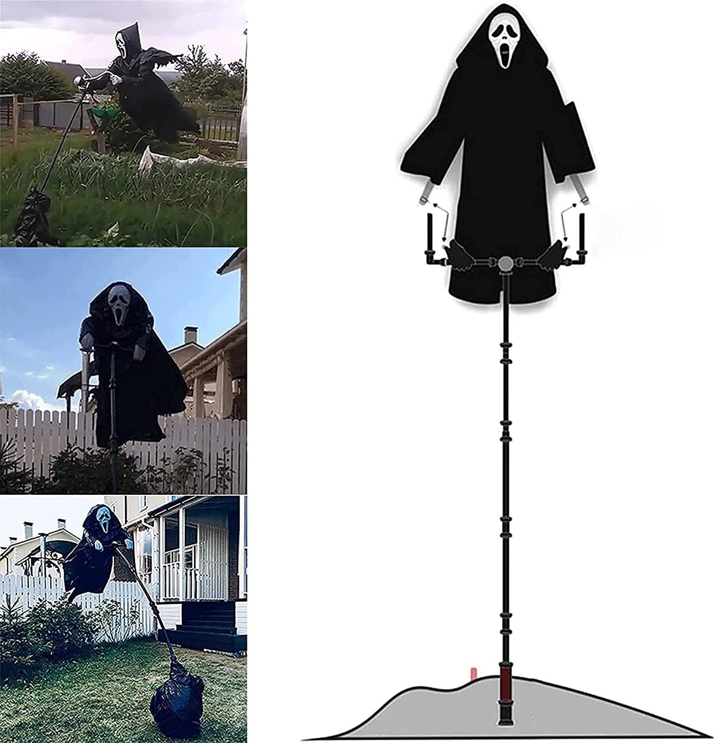Amazon.com: Halloween Hanging Ghost Halloween Scream Scarecrow, Large ...
