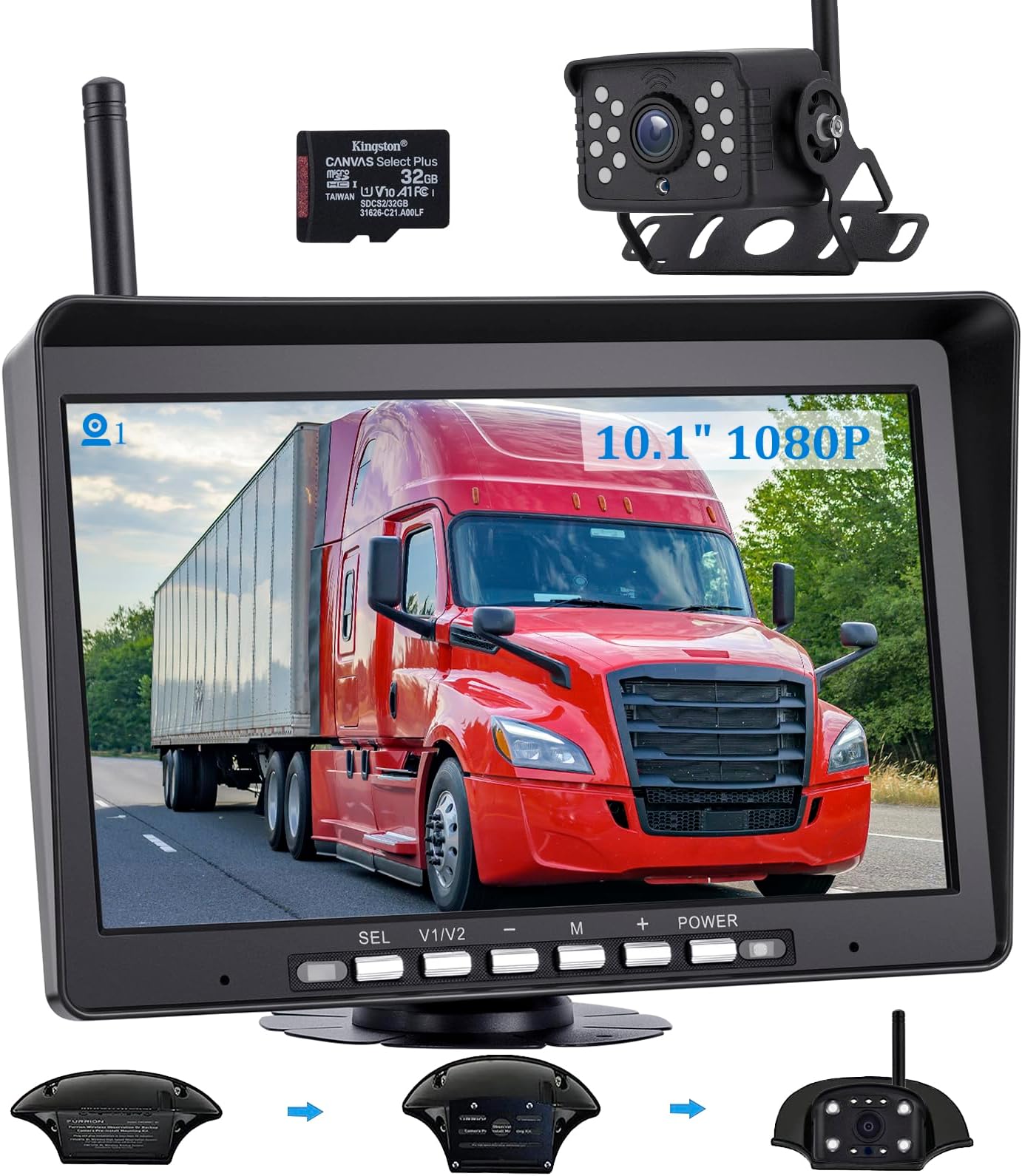 Amazon.com: WOOCARTY 10.1'' Wireless RV Backup Camera System, 1080P DVR ...