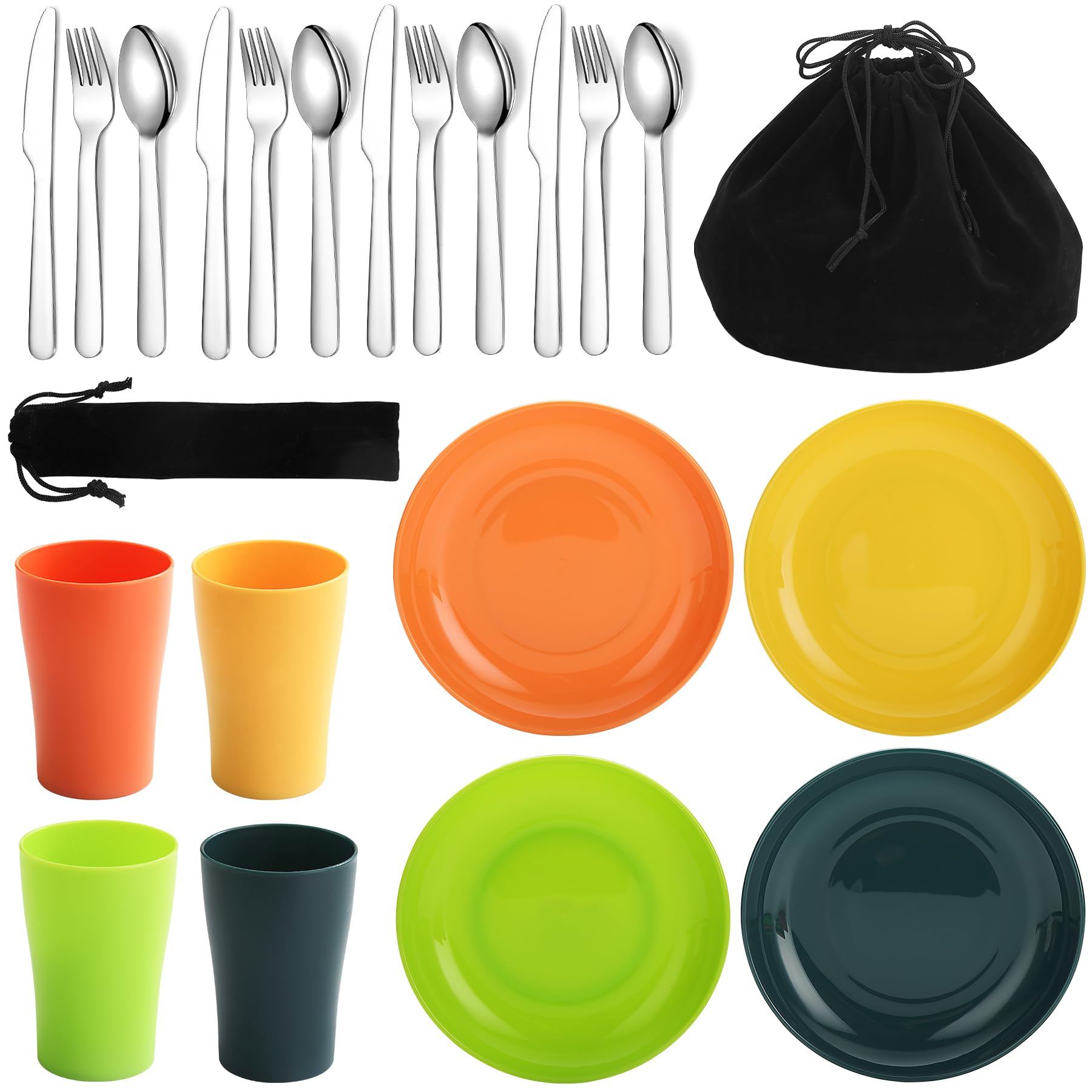 Evanda Camping Mess Kits 20 Piece, Reusable Light Weight Mug, Plate and ...