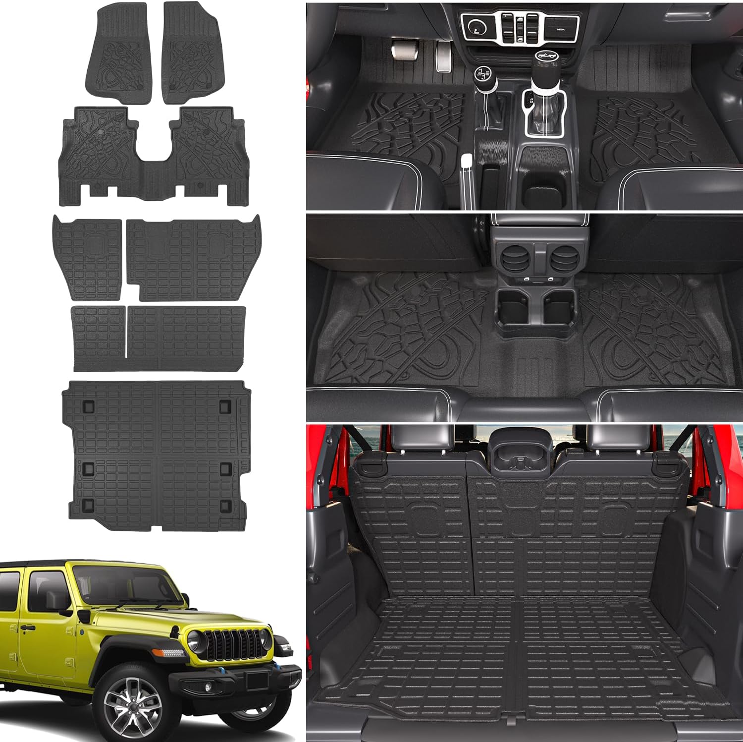 Amazon.com: powoq Cargo Mat Compatible with 2018-2024 Jeep Wrangler JL ...