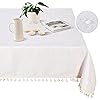 Amazon.com: SUTAVIA Cotton Linen Square Tablecloth with Exquisite ...