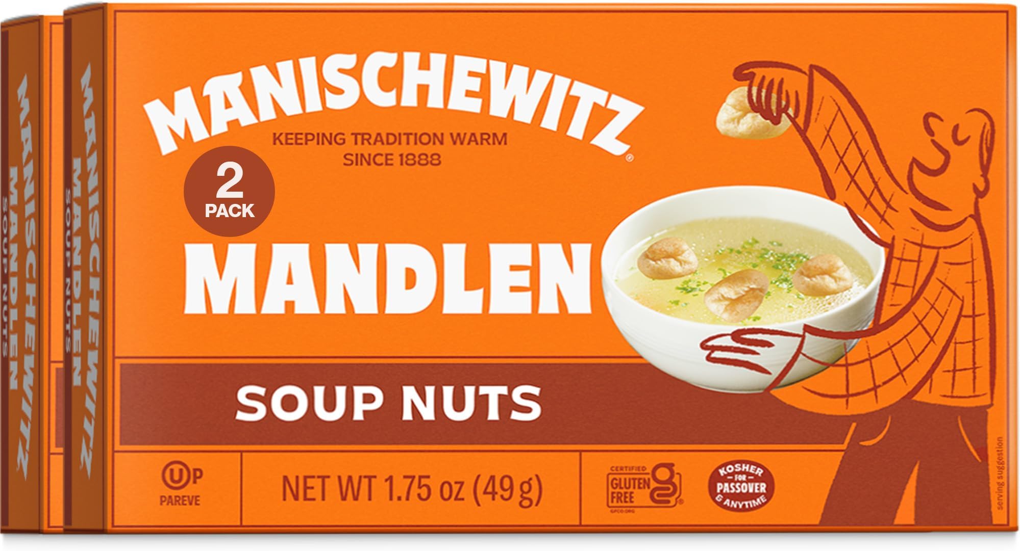 Amazon.com : Manischewitz Mandlen Soup Nuts 1.75oz (2 Pack) | Gluten ...