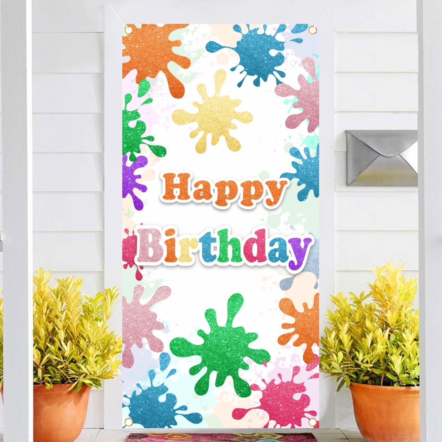 Amazon.com: Art Paint Splash Happy Birthday Backdrop Banner Colorful ...