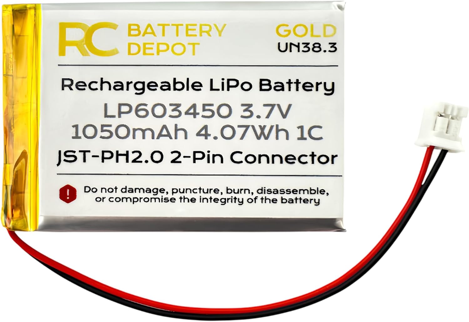 Amazon.com: 3.7V 1050mAh LiPo Battery 603450 1C Rechargeable Lithium ...