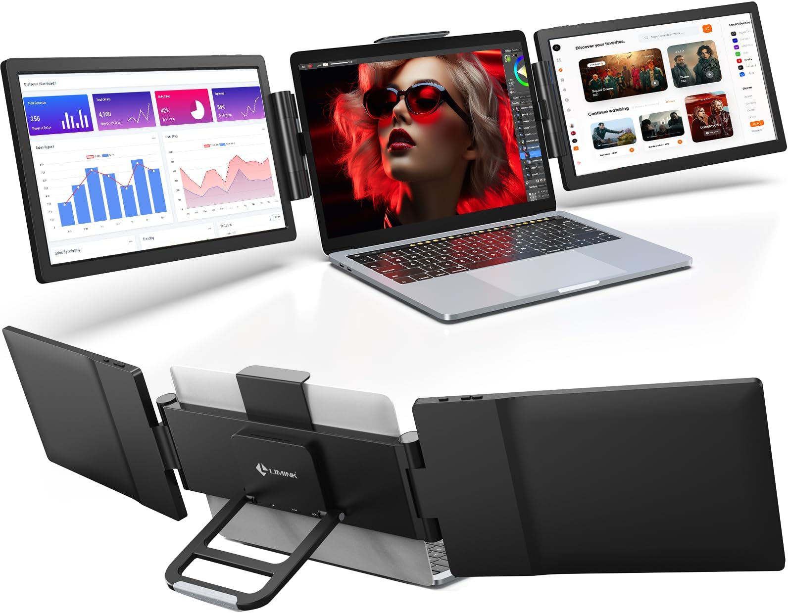 Amazon.com: L LIMINK SP12 Portable Triple Monitor for 13-16" Laptop | 12" Ultra-Lightweight ...