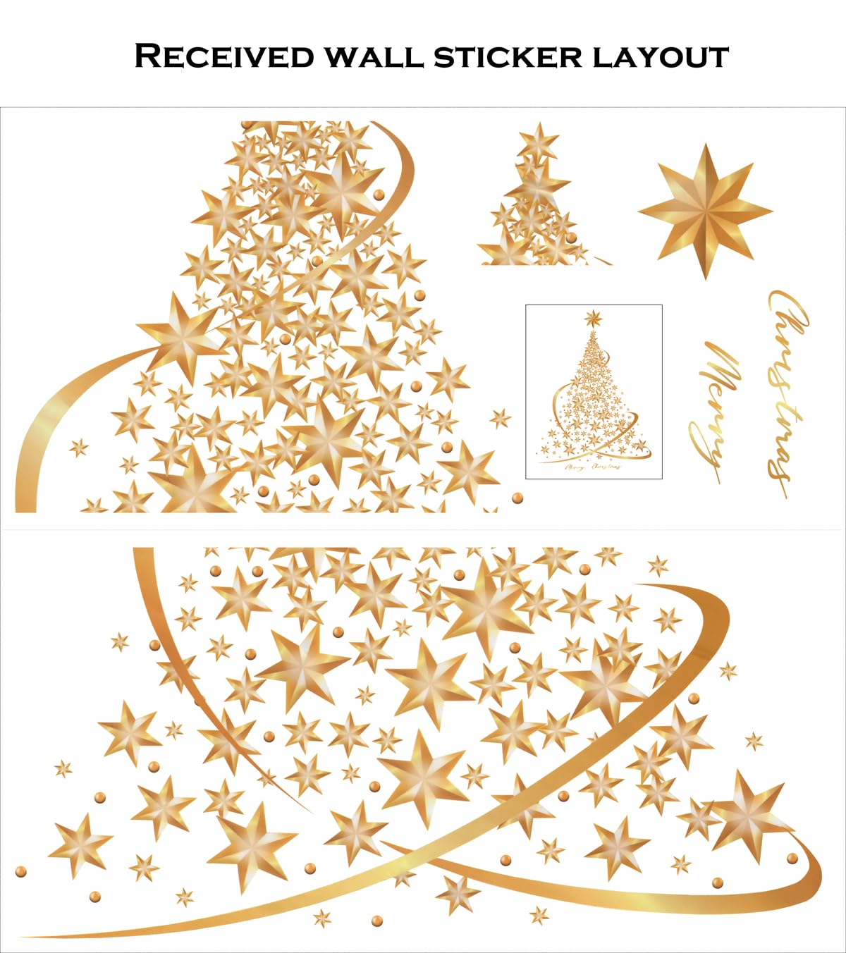 Snapklik.com : Cityhermit Golden Christmas Tree Window Clings Stickers ...