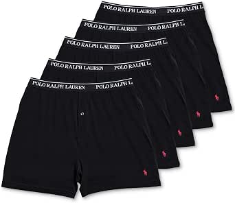POLO RALPH LAUREN Classic Fit Knit Boxers - 5 Pack (Black) at Amazon ...