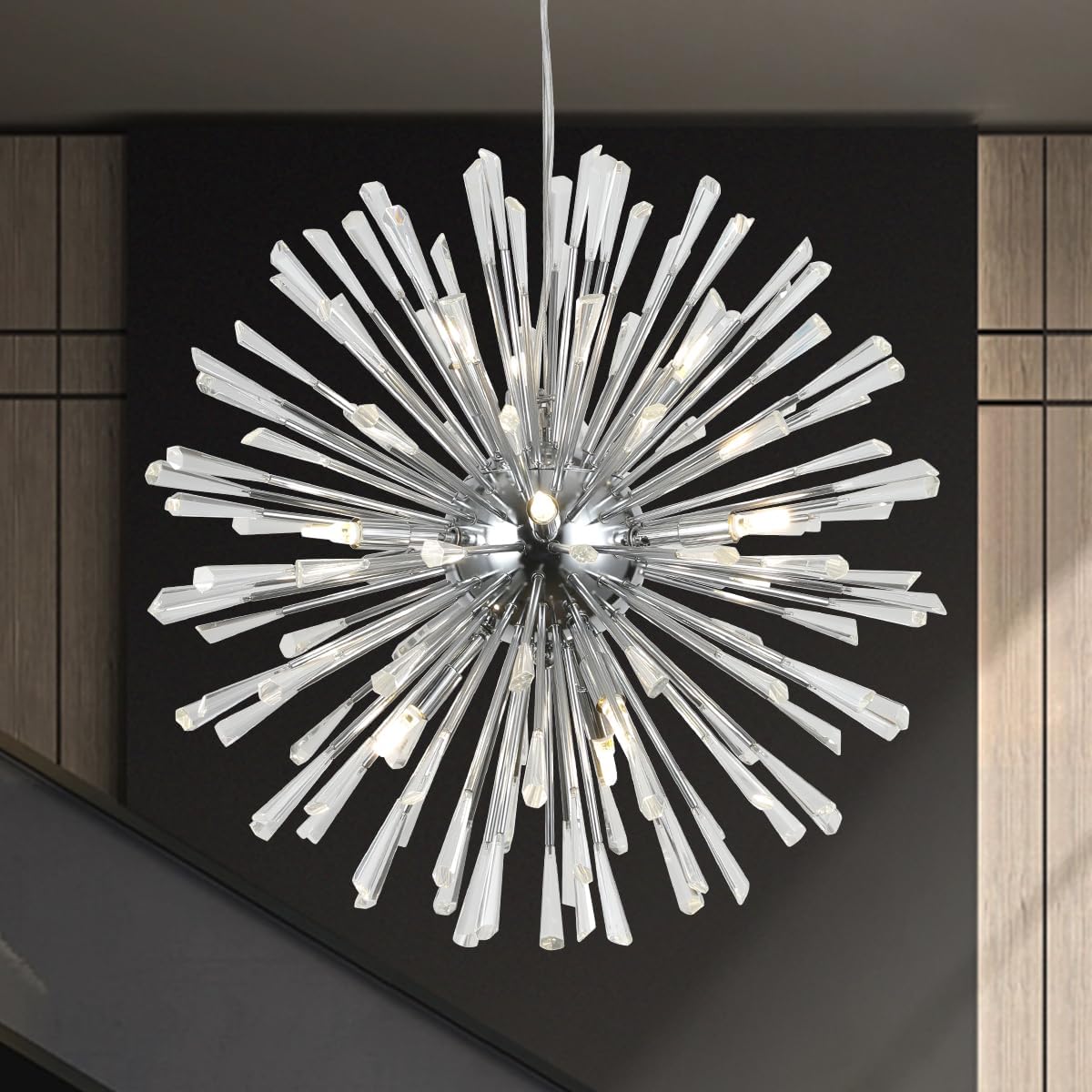 Isamacc Modern Crystal Chandelier, Chrome Firework Chandelier, 12 ...