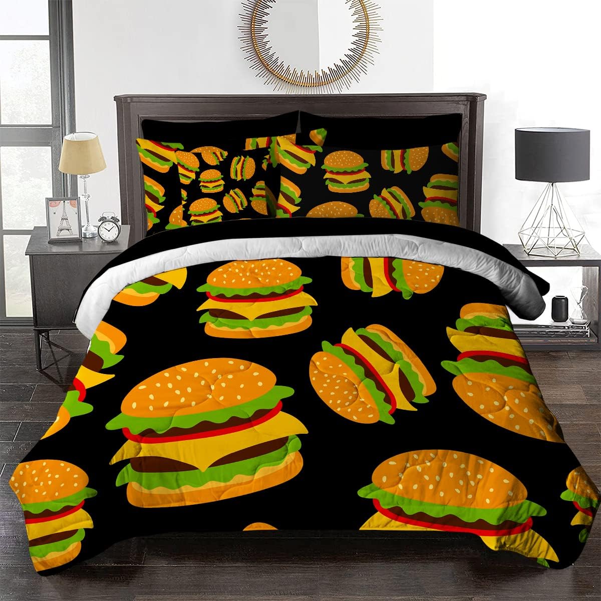 Amazon.com: BlessLiving 8-Piece Cheeseburger Comforter Set 3D Food Bed ...