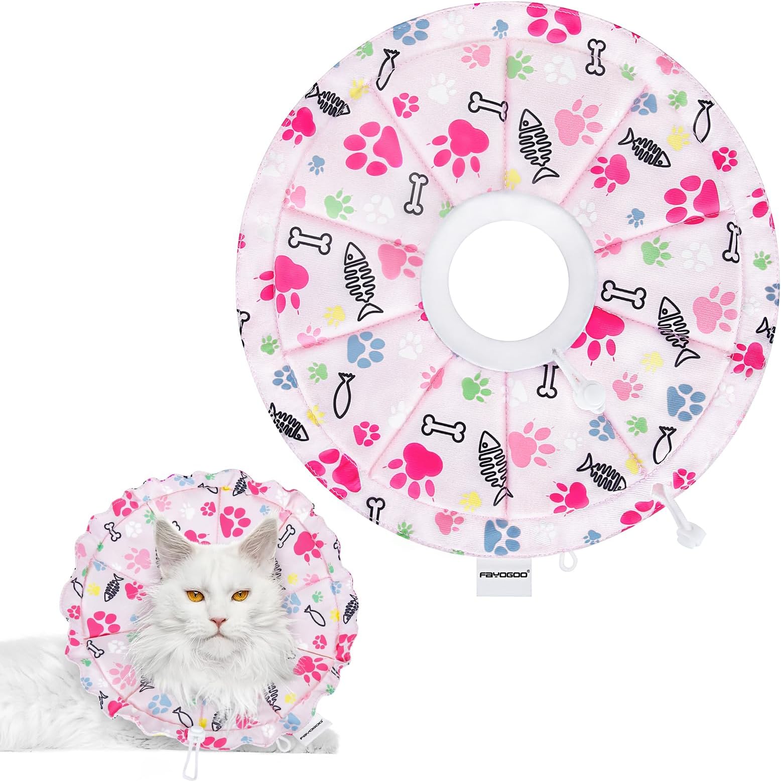 Amazon.com : FAYOGOO Cat Cone Collar Soft - Adjustable Cat Recovery ...