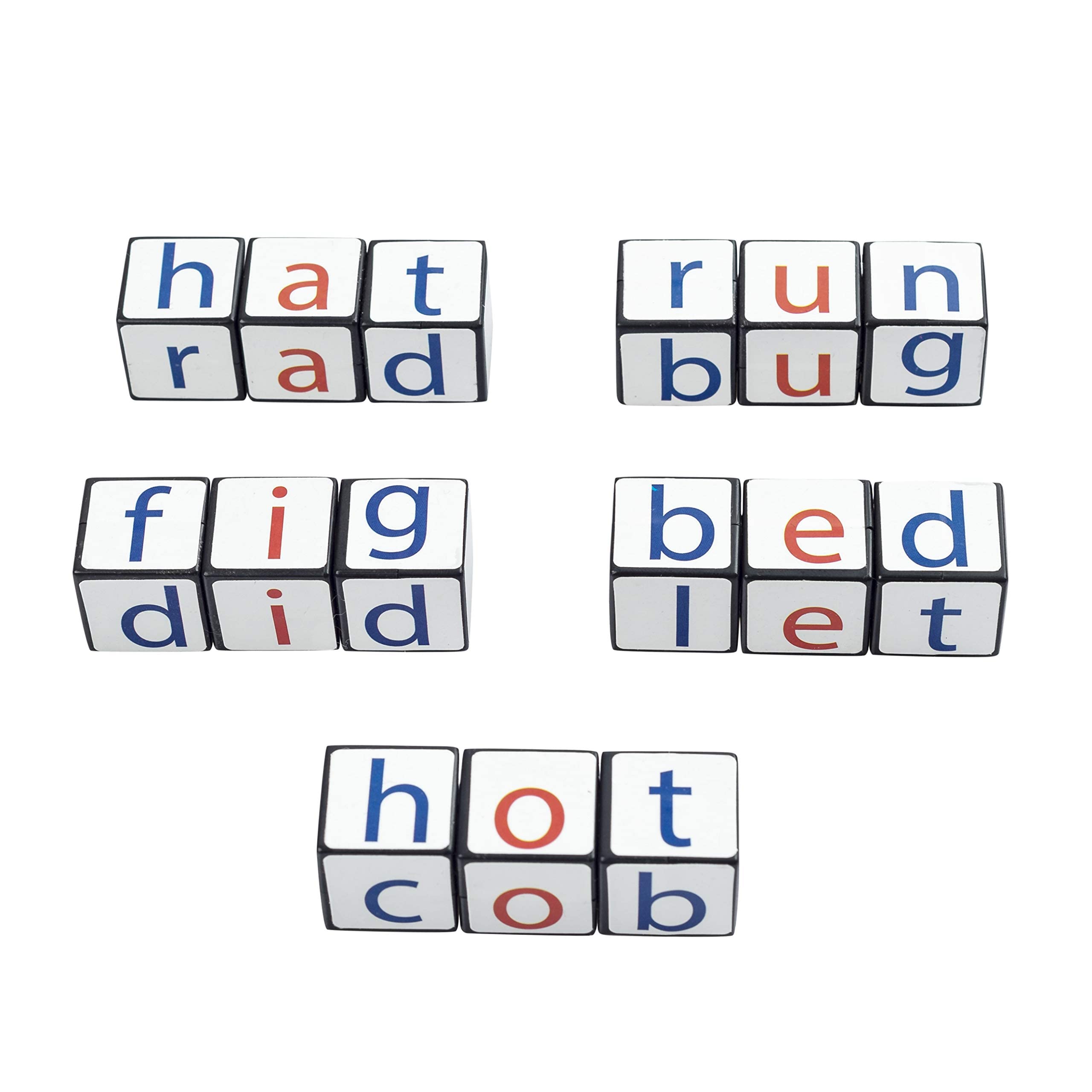 UPlayToys Reading Cubes (5pcs New Version), Montessori Phonetic Blocks ...