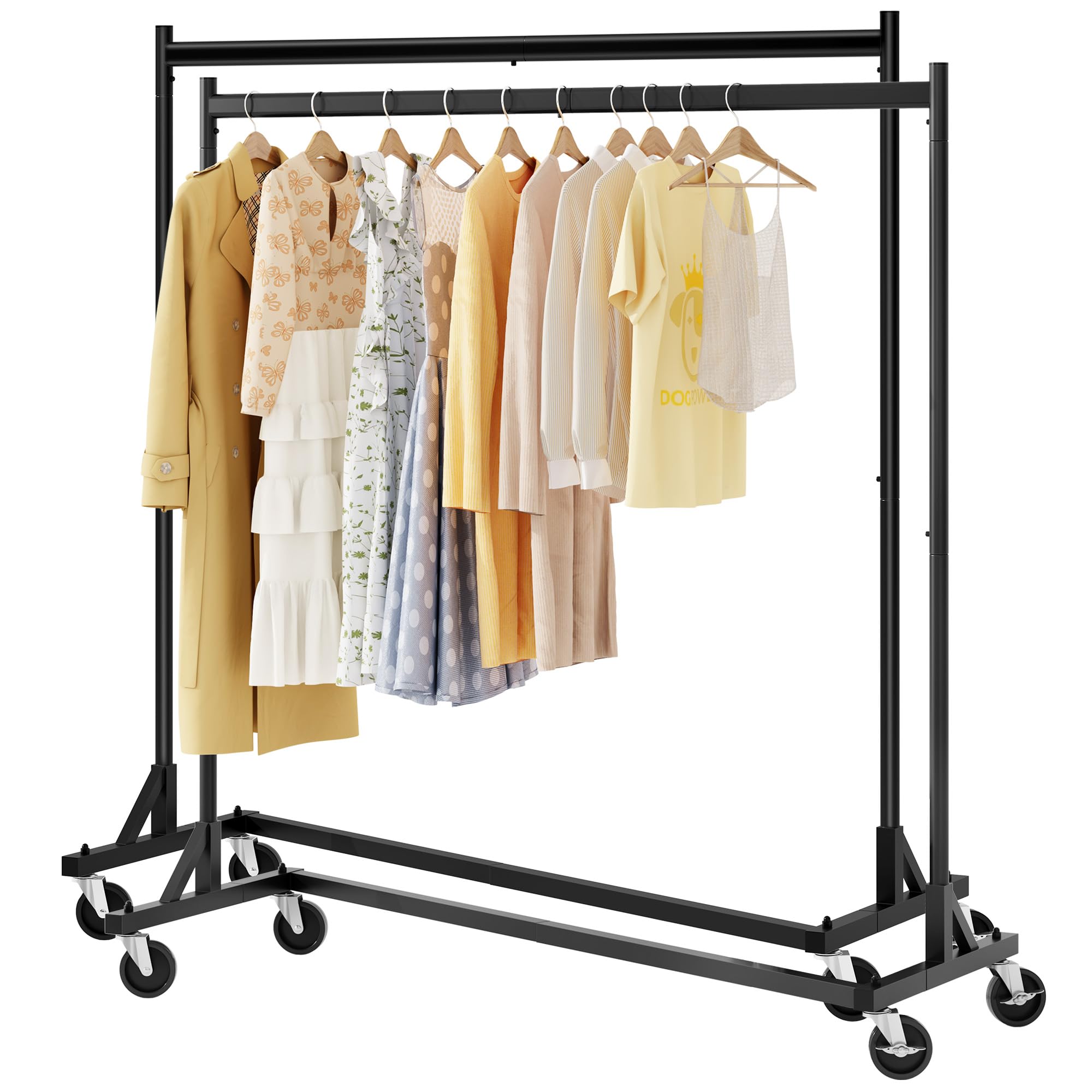 Amazon.com: Hoctieon Z Rack Set of 2, Rolling Clothing Racks with Z ...